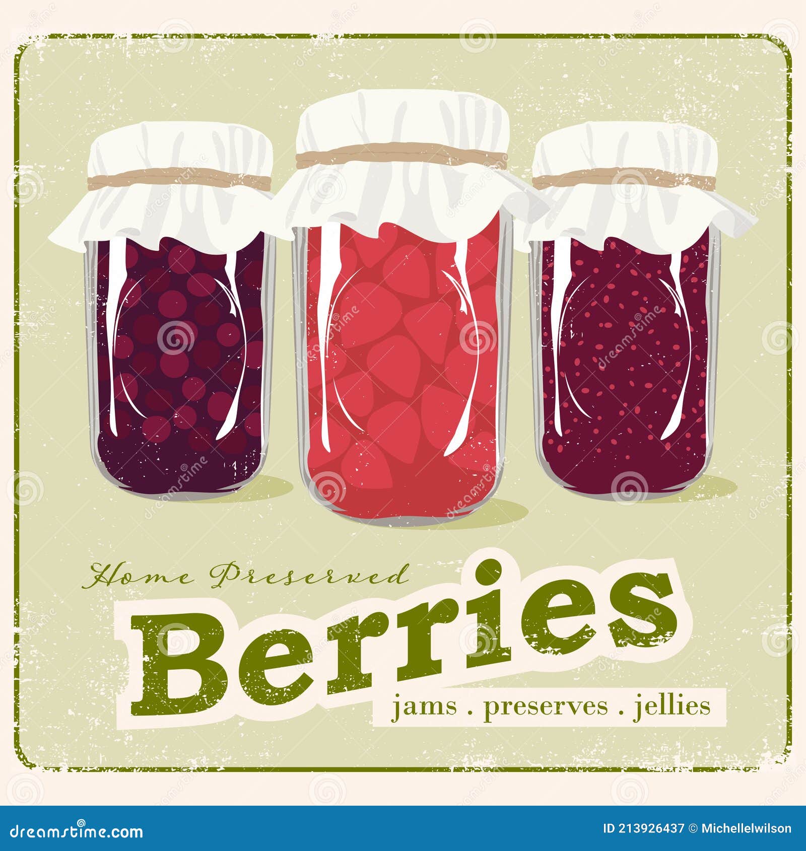 Vintage Berries Canning Poster Stock Vector - Illustration of fabric ...