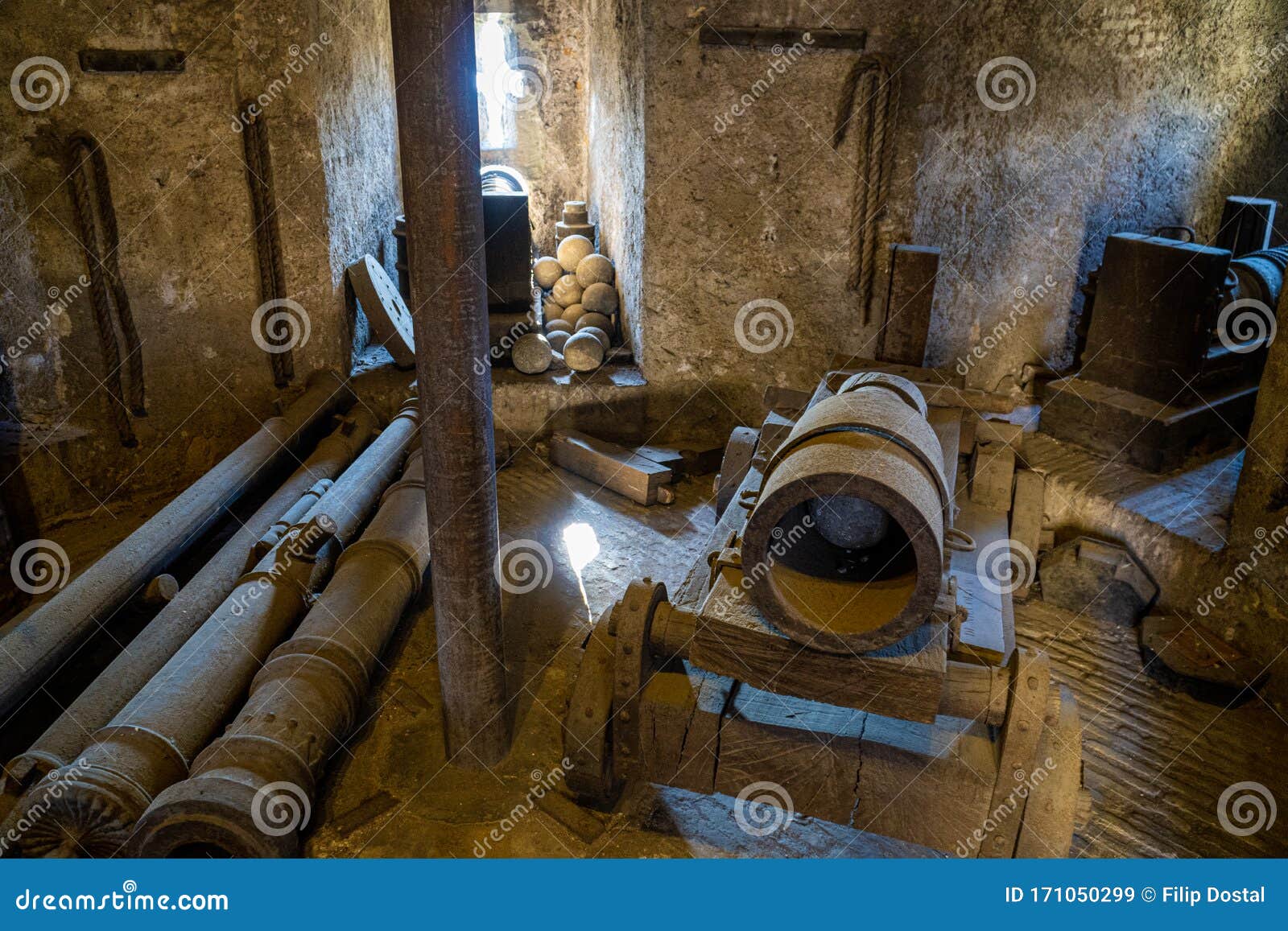 Cannon storage room stock image. Image of security, rust - 171050299