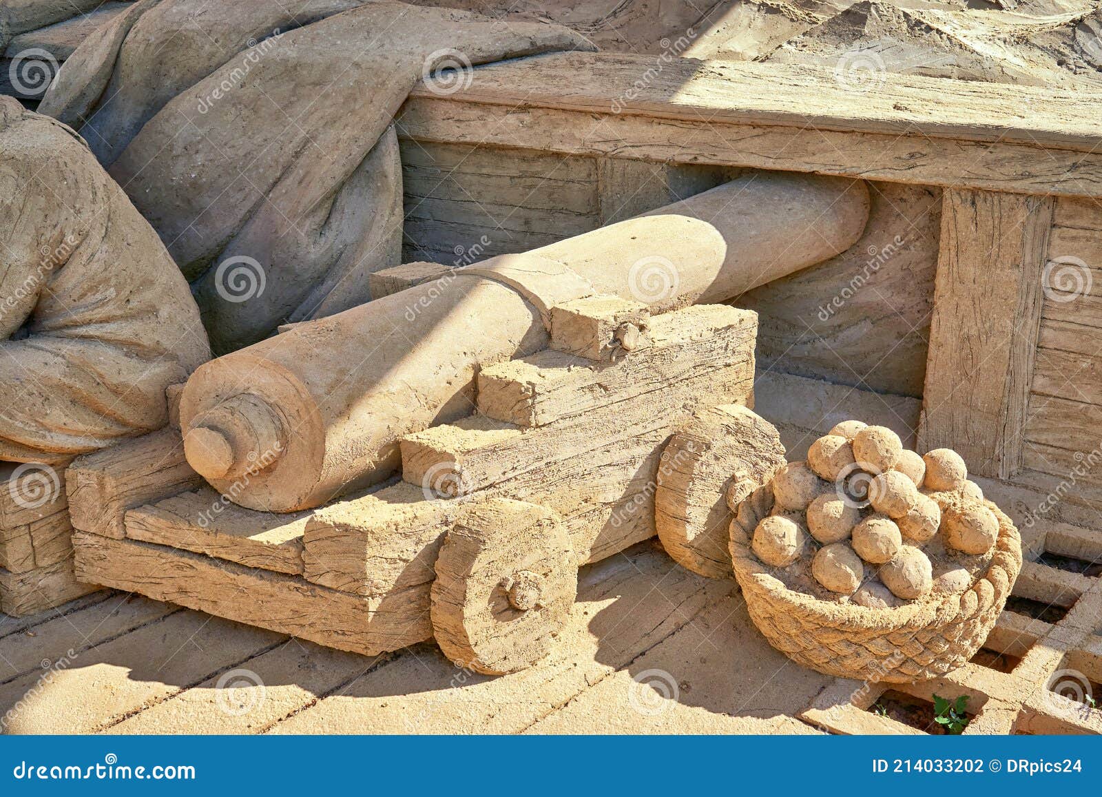 Cannon and Cannon Balls on a Ship As a Sand Sculpture Editorial ...