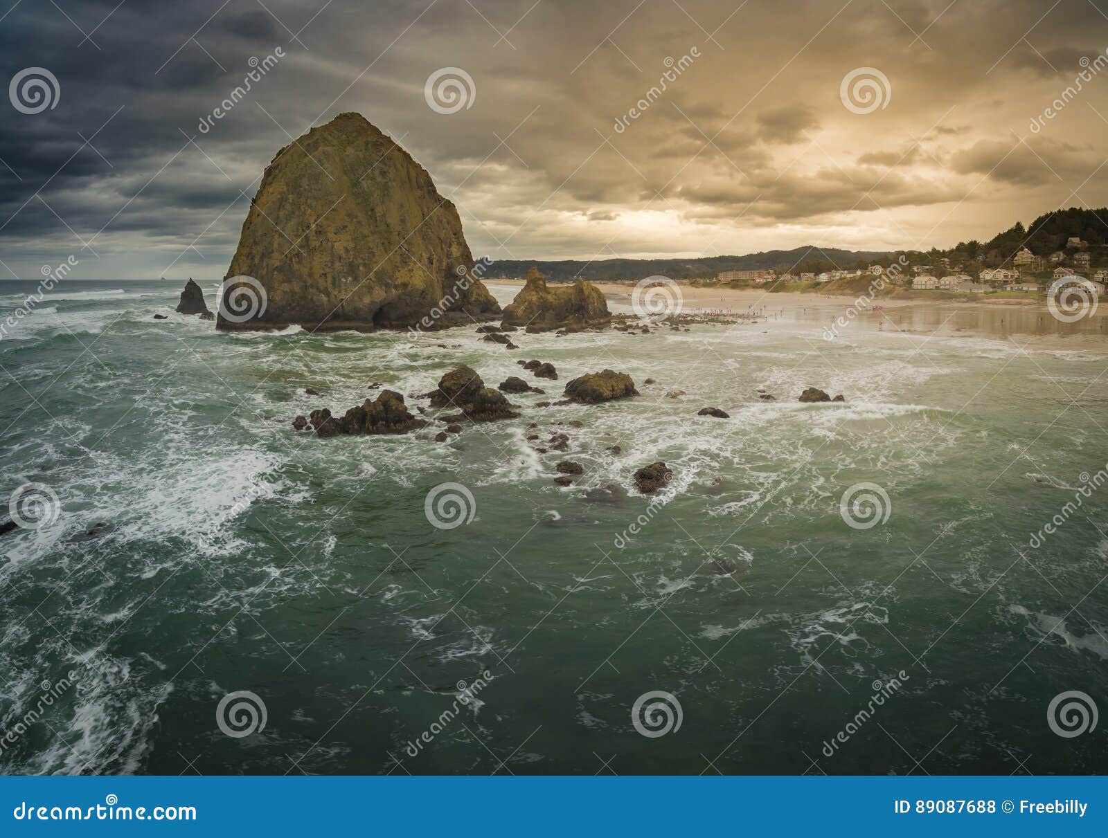 Cannon Beach from Opposite Side Stock Photo - Image of stacks, oregon ...