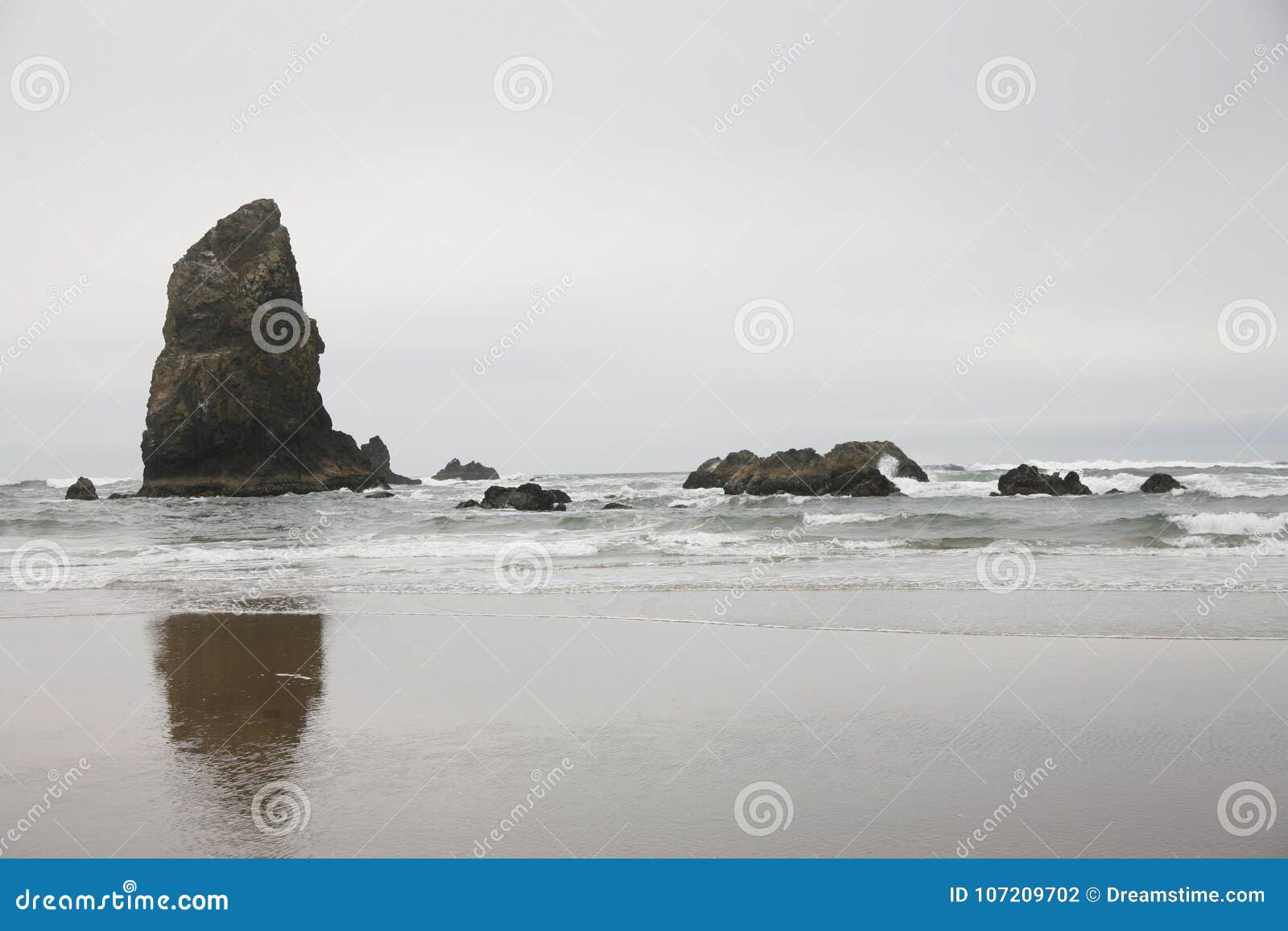Cannon Beach Rock Formation Oregon Stock Photo - Image of foam, beach ...