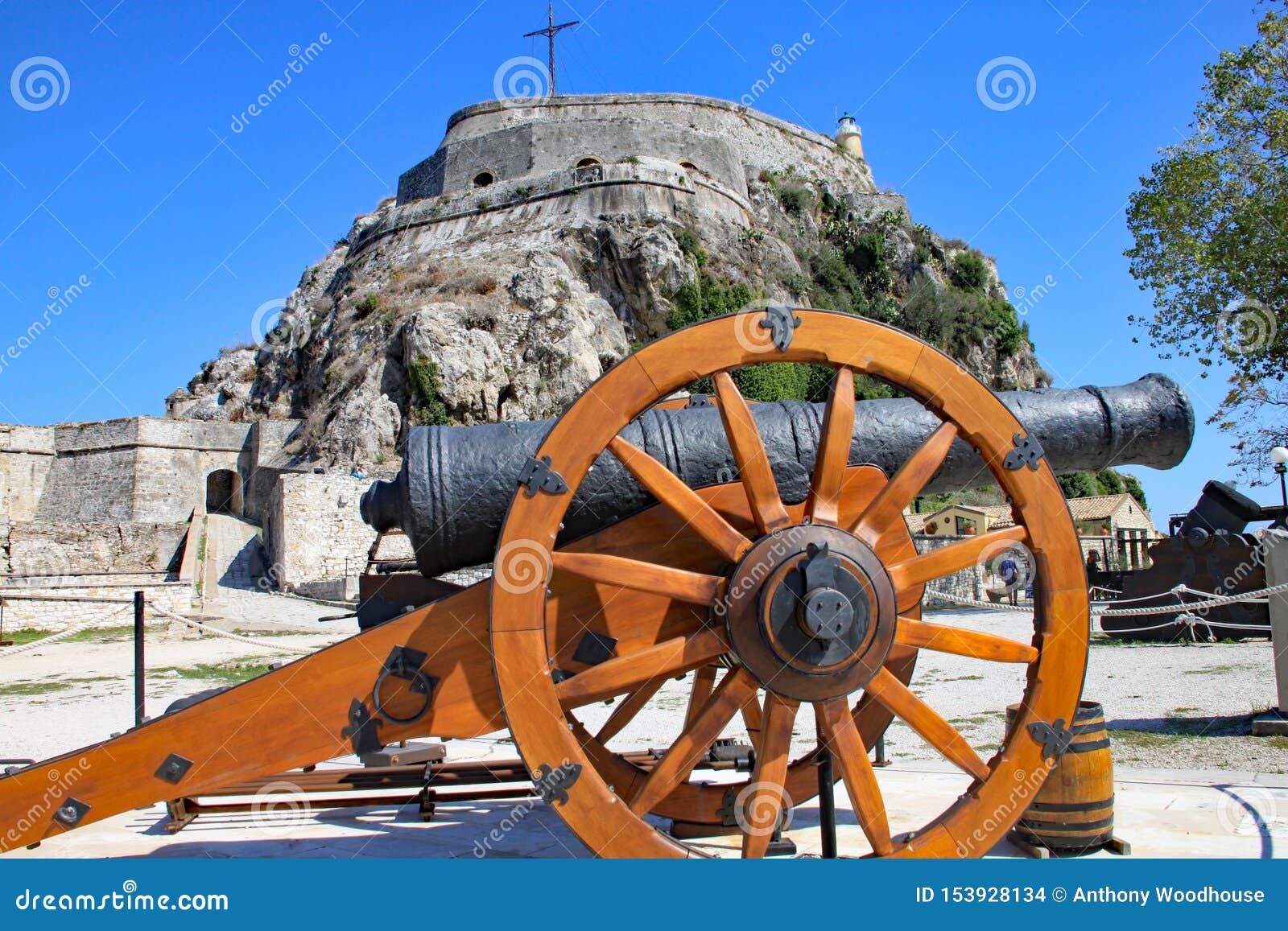 A Cannon in Front of the Old Fortress in Corfu Town, Corfu, Greece ...