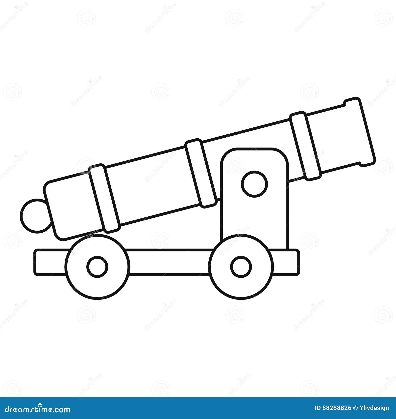 Cannon icon, outline style stock vector. Illustration of ancient - 88288826