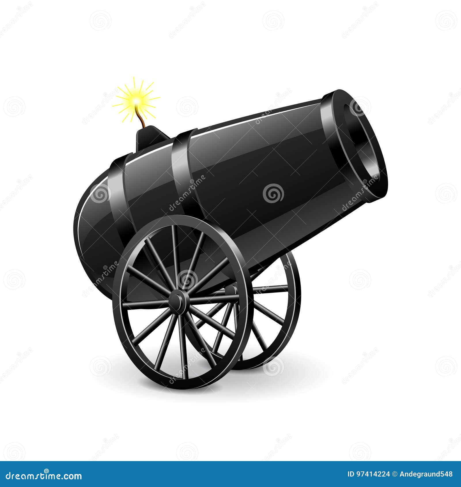 Cannon Isolated on White Vector Stock Vector - Illustration of conflict ...