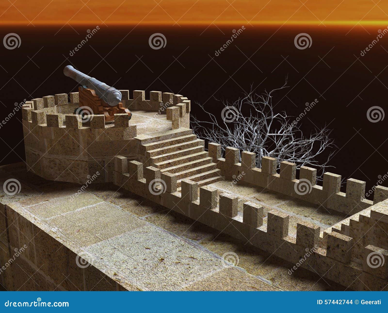 Cannon on Medieval Castle Wall Stock Photo - Image of artillery ...