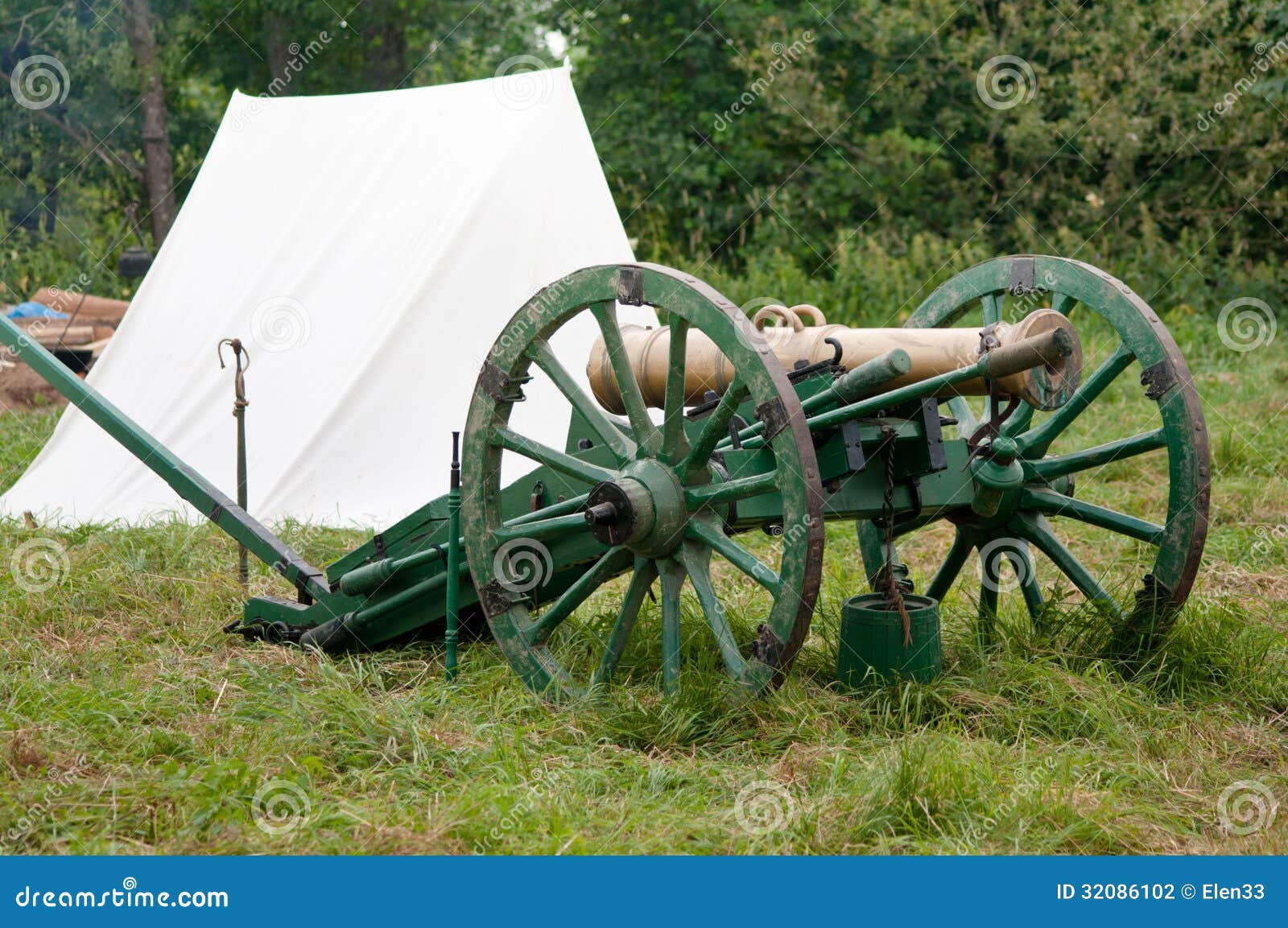 Cannon stock photo. Image of green, grass, history, tree - 32086102
