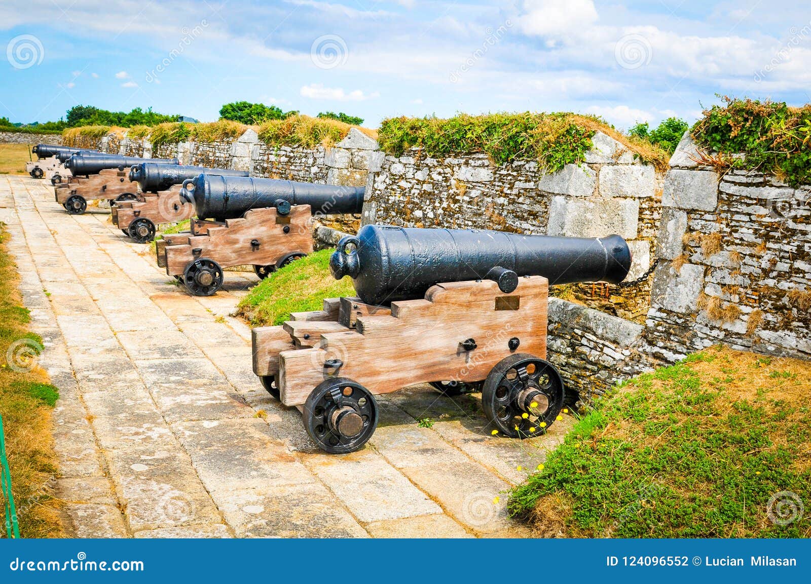 Cannon with a view stock photo. Image of defense, england - 124096552