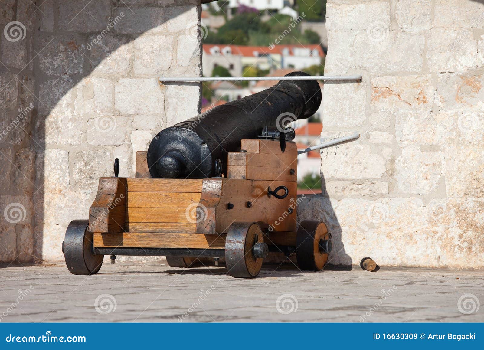 Cannon on the Wall stock image. Image of mortar, antique - 16630309