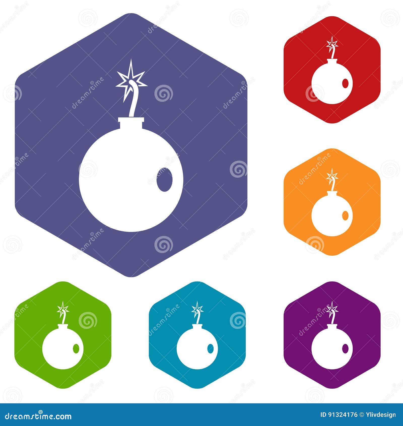 Cannonball Icons Set Hexagon Stock Vector - Illustration of hexagon ...