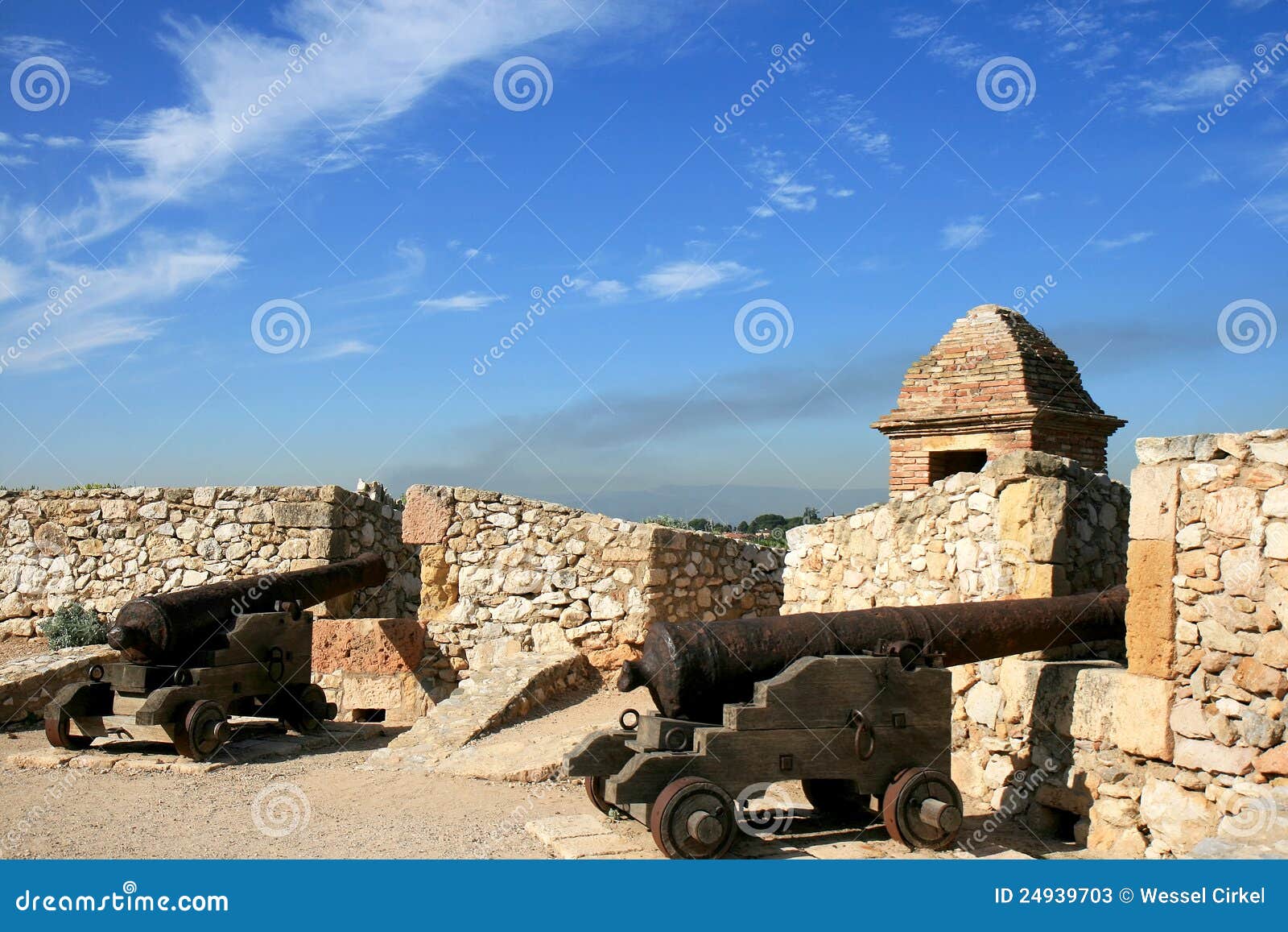 Cannons Along the Walls of Spanish Tarragona Stock Image - Image of ...