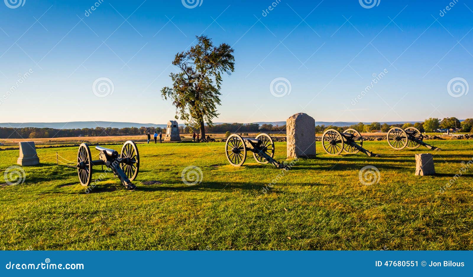 Cannons and Monuments in Gettysburg, Pennsylvania. Stock Image - Image ...