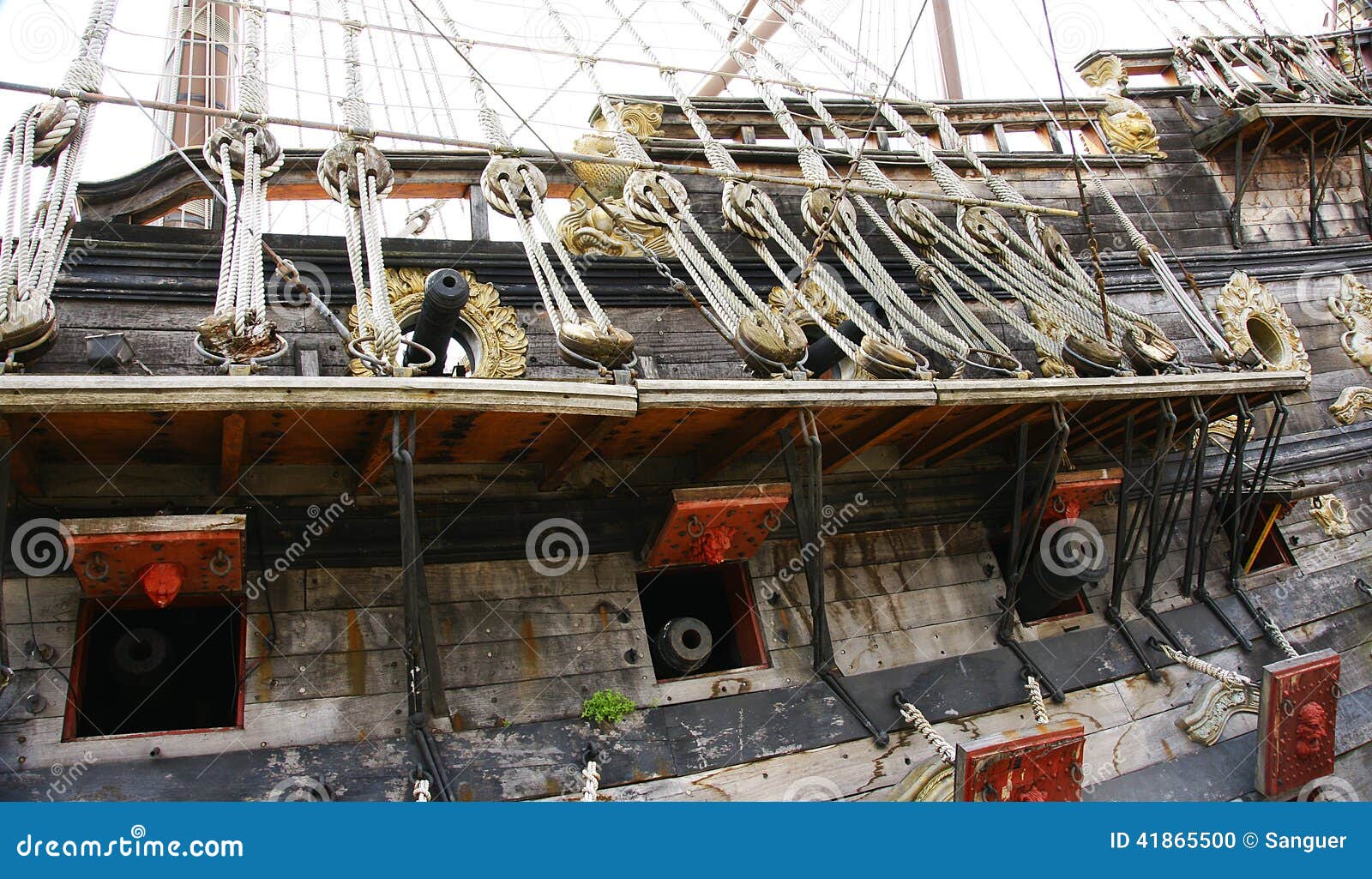 Cannons on a Pirate Ship in the Port of Genoa Stock Photo - Image of ...