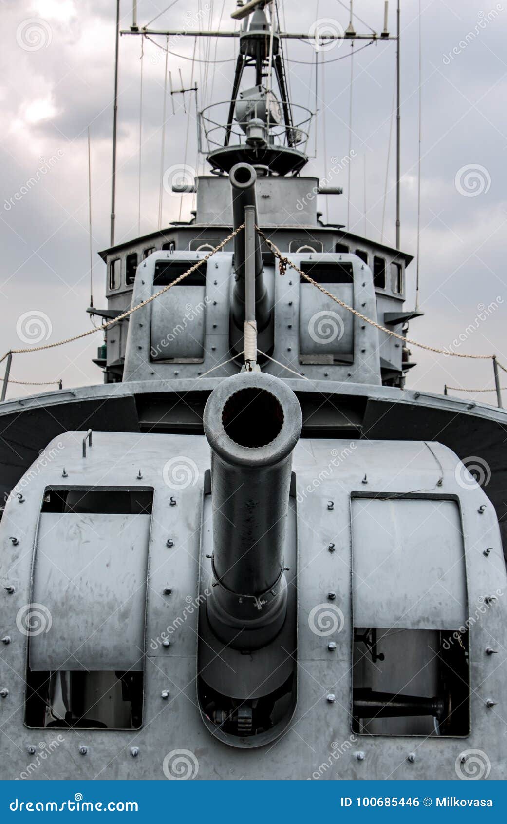 Cannons on the ship stock photo. Image of front, maeklong - 100685446