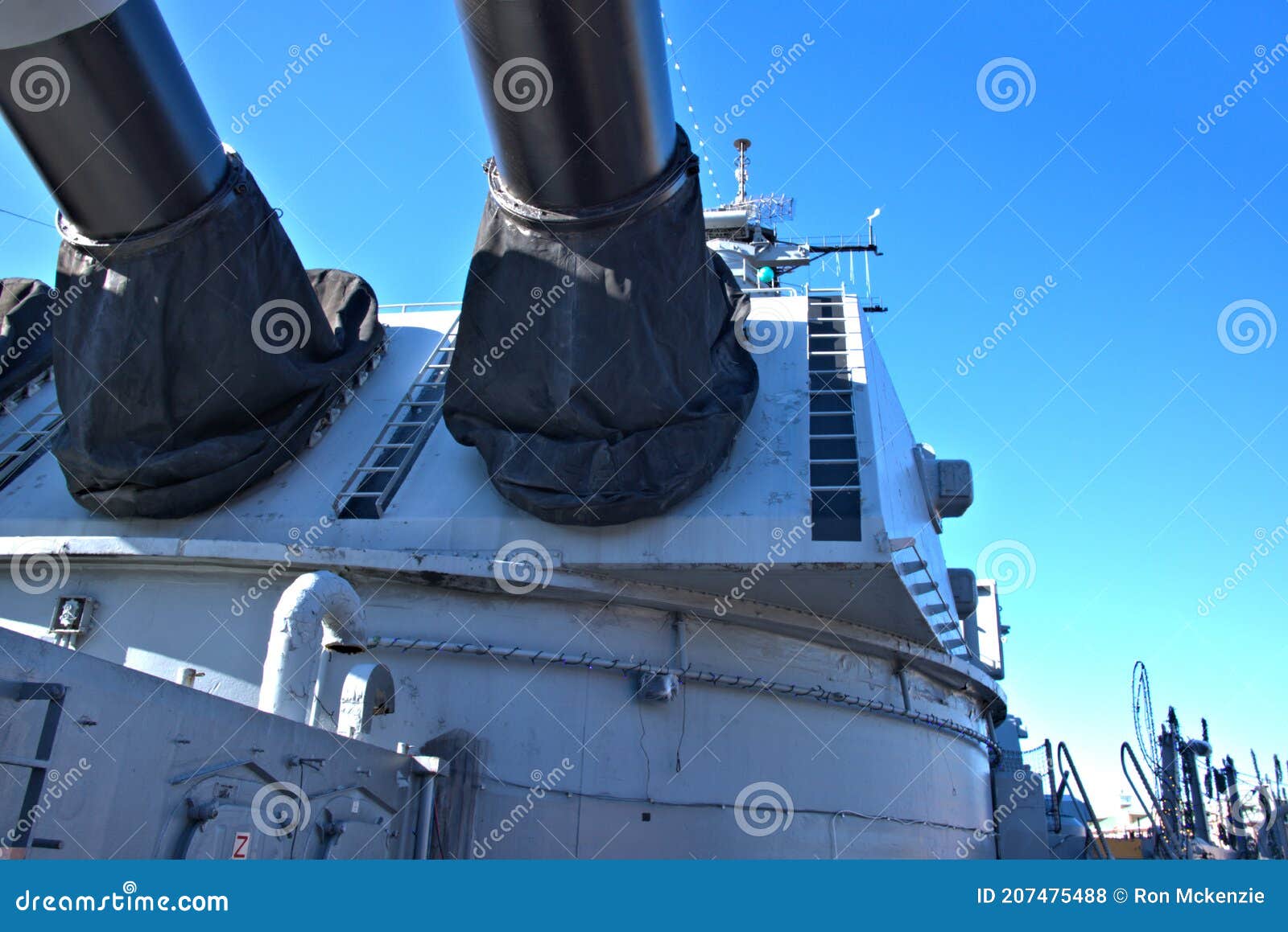 Cannons on the USS Wisconsin Battle Ship Stock Photo - Image of ...