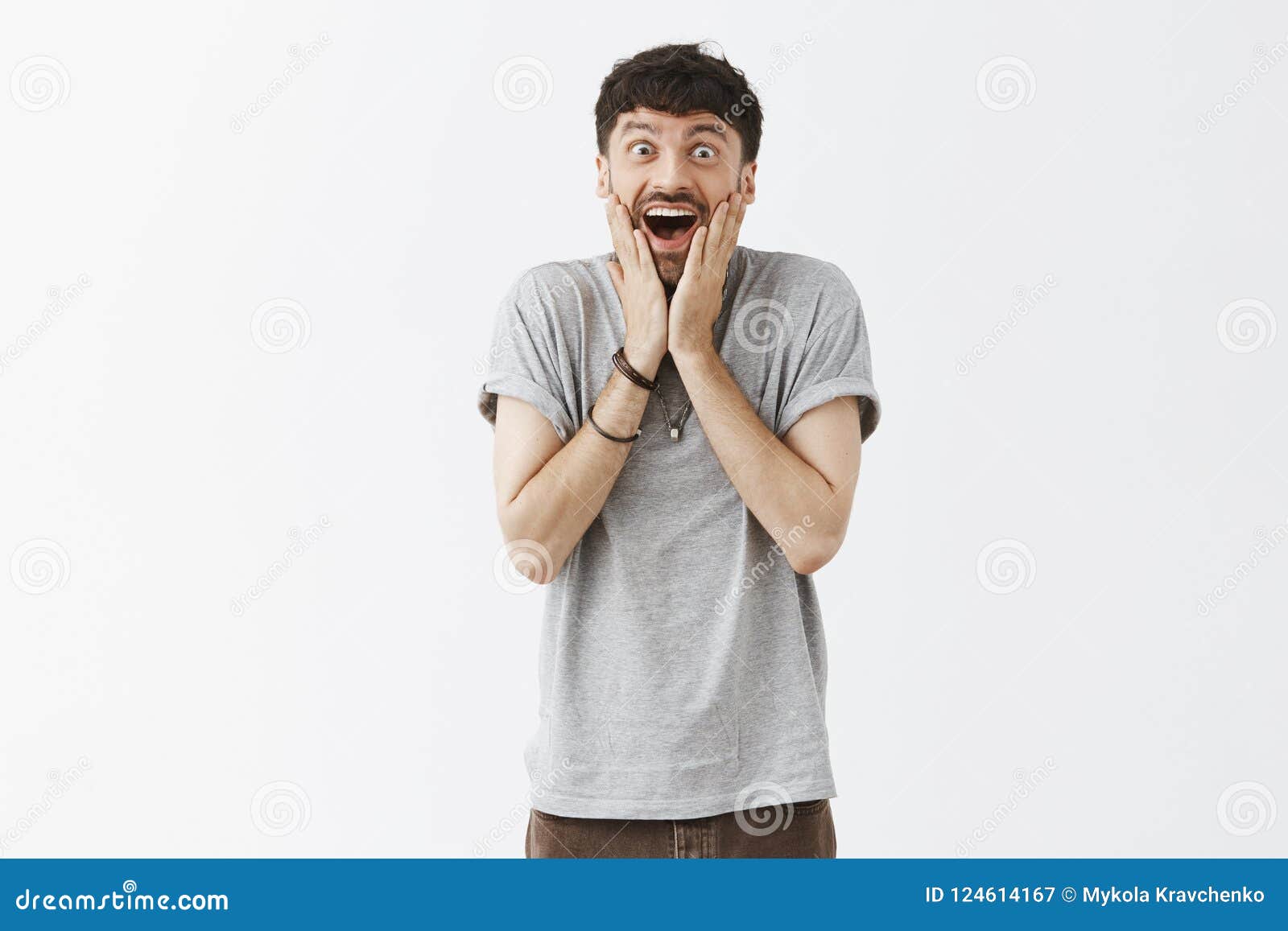 Cannot Hide Amazement Inside, Sharing Great Feelings. Portrait Of Good ...