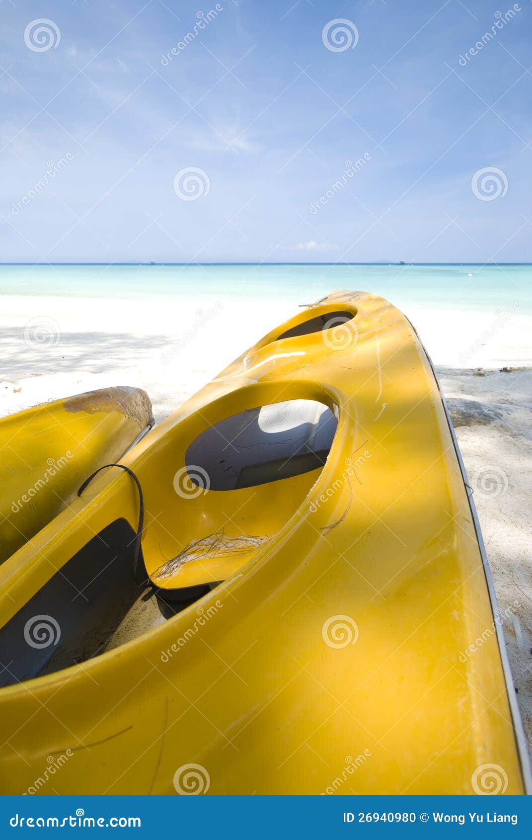 Canoe on a Beautiful Blue Beach Stock Photo - Image of canoing, boat ...