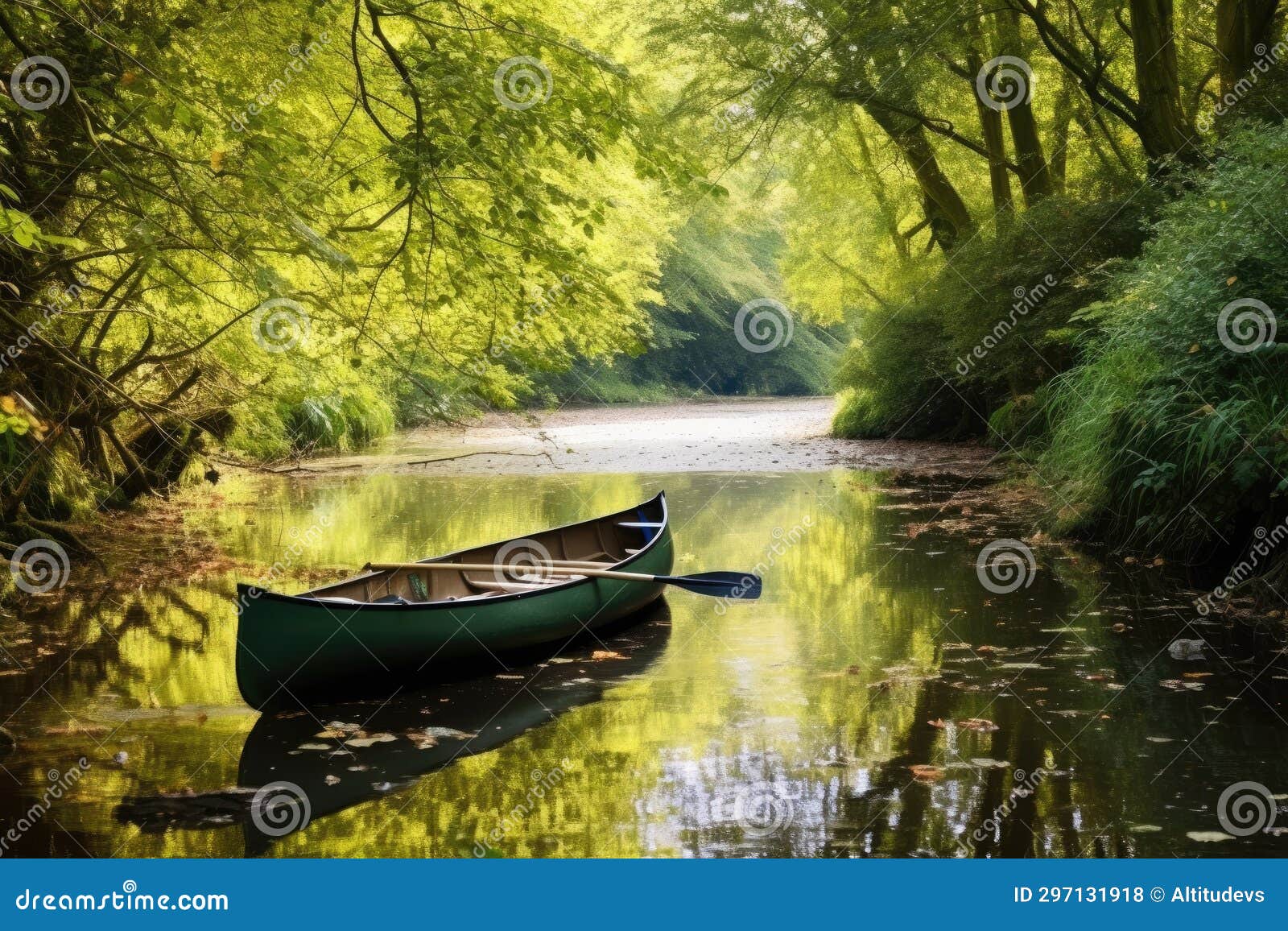 Canoe by a Calm River in a Nature Reserve Stock Photo - Image of calm ...