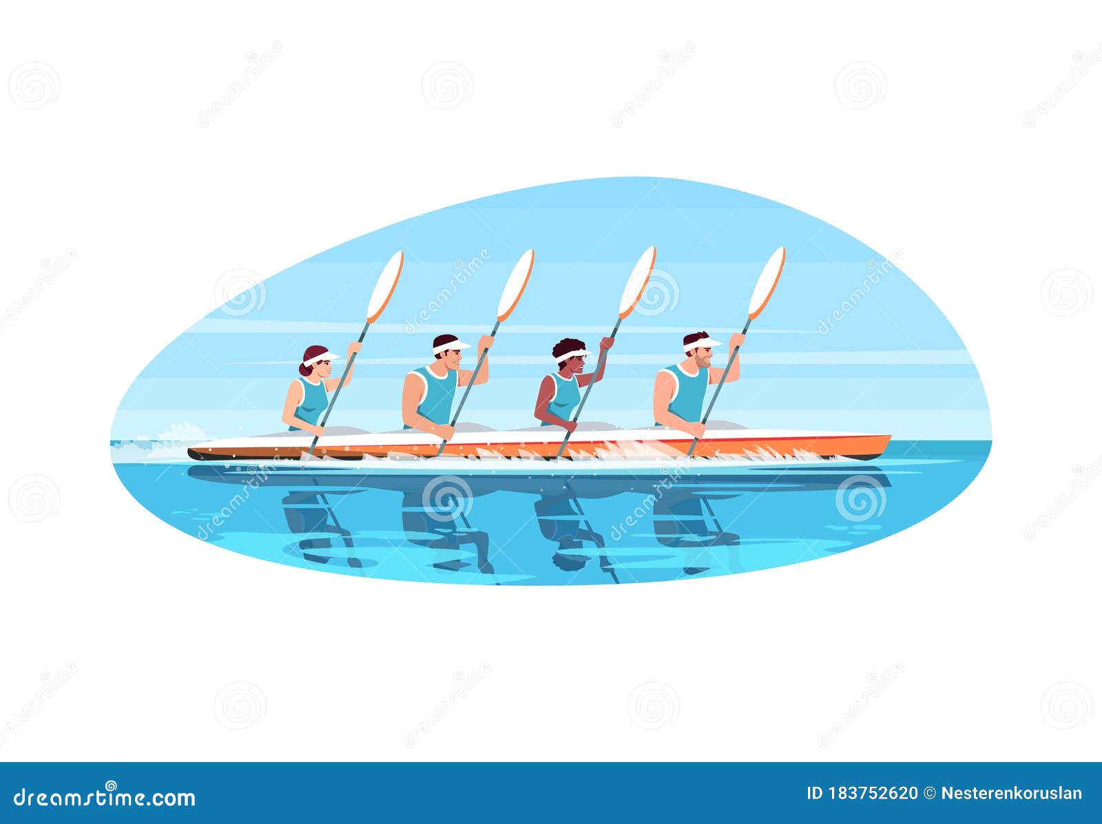 Canoe Competition Semi Flat Vector Illustration Stock Vector ...
