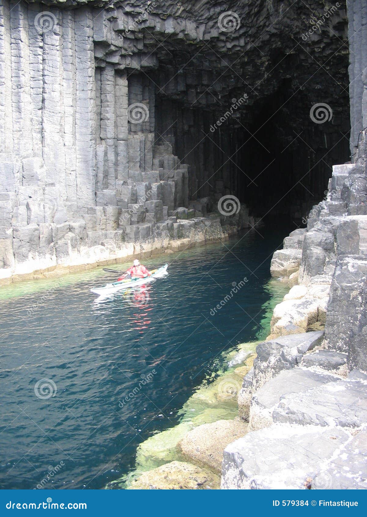 Canoe in Fingals Cave, Isle of Staffa Stock Photo - Image of fingals ...