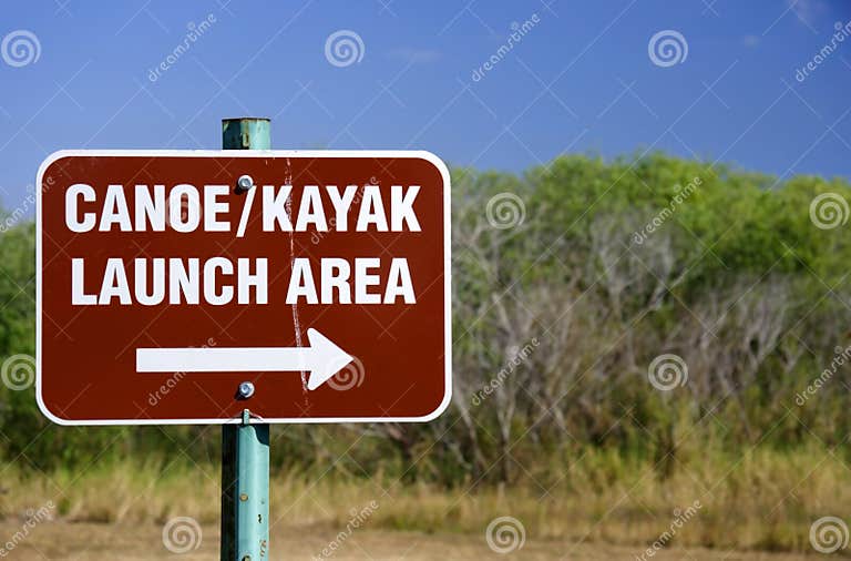 Canoe and Kayak Launch Sign Stock Image - Image of trees, signs: 27004983