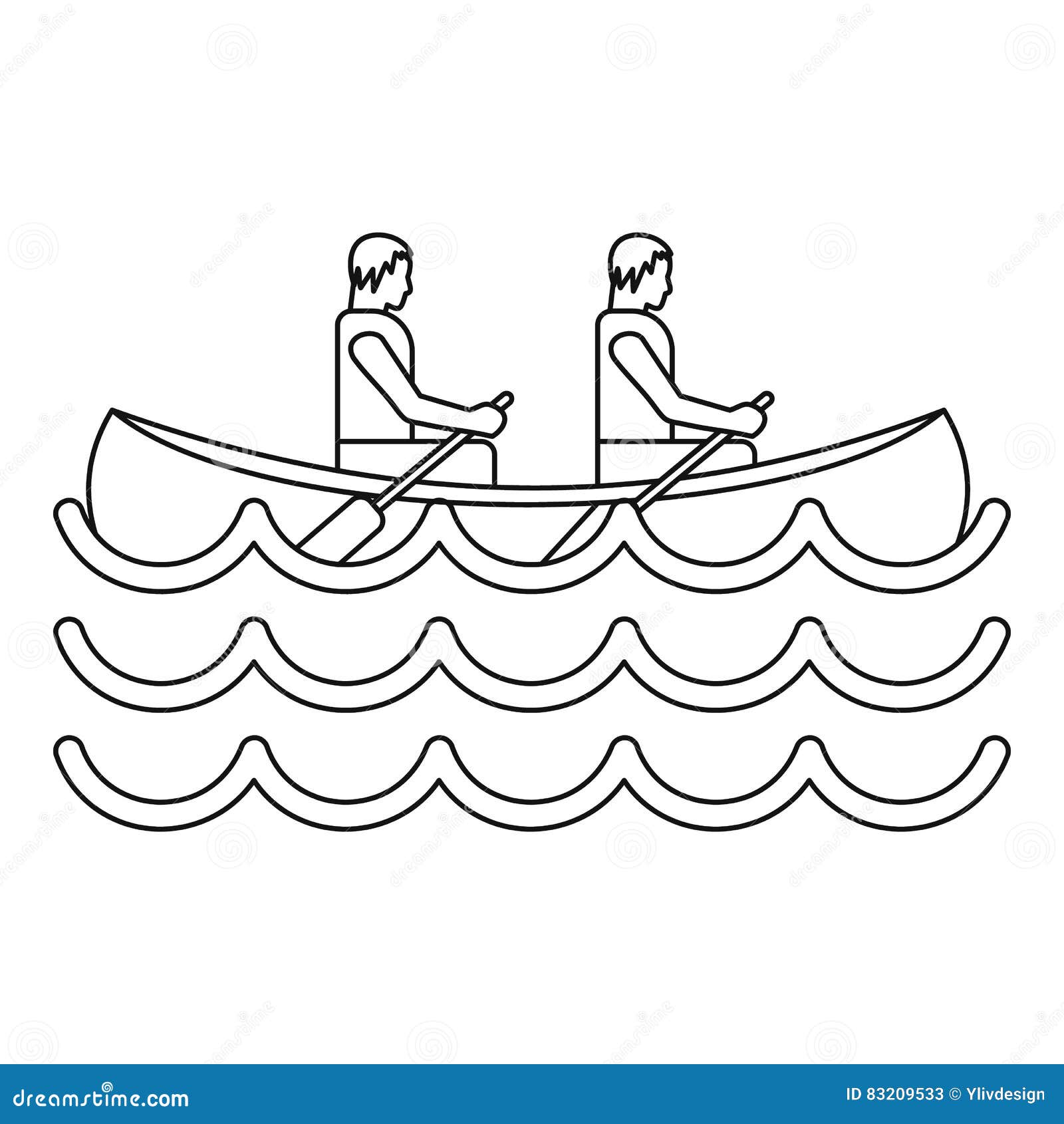 Canoe Kayak with Two Persons Icon, Simple Style Stock Vector ...