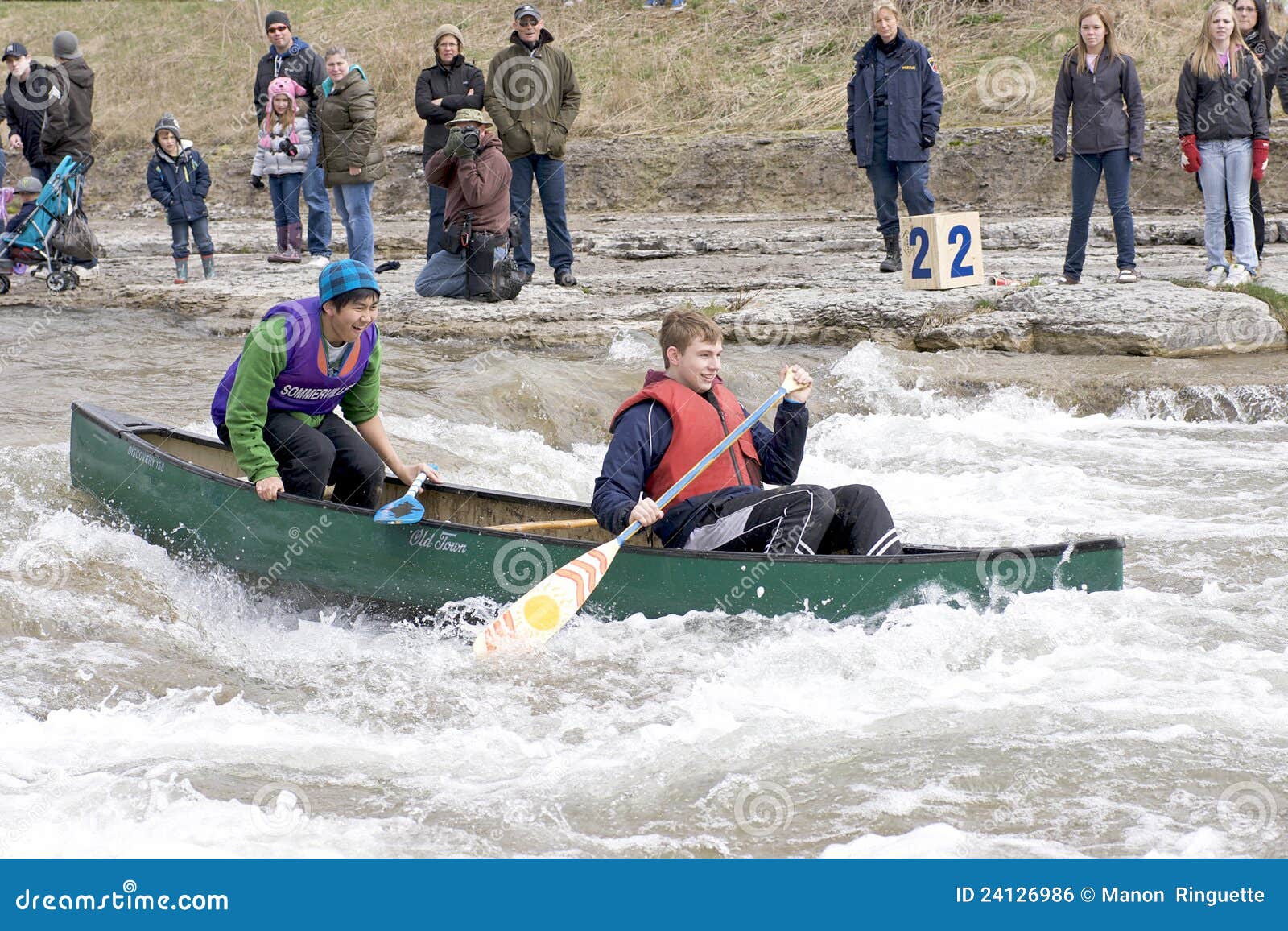 Canoe in River Race - Port Hope, March 31, 2012 Editorial Photo - Image ...