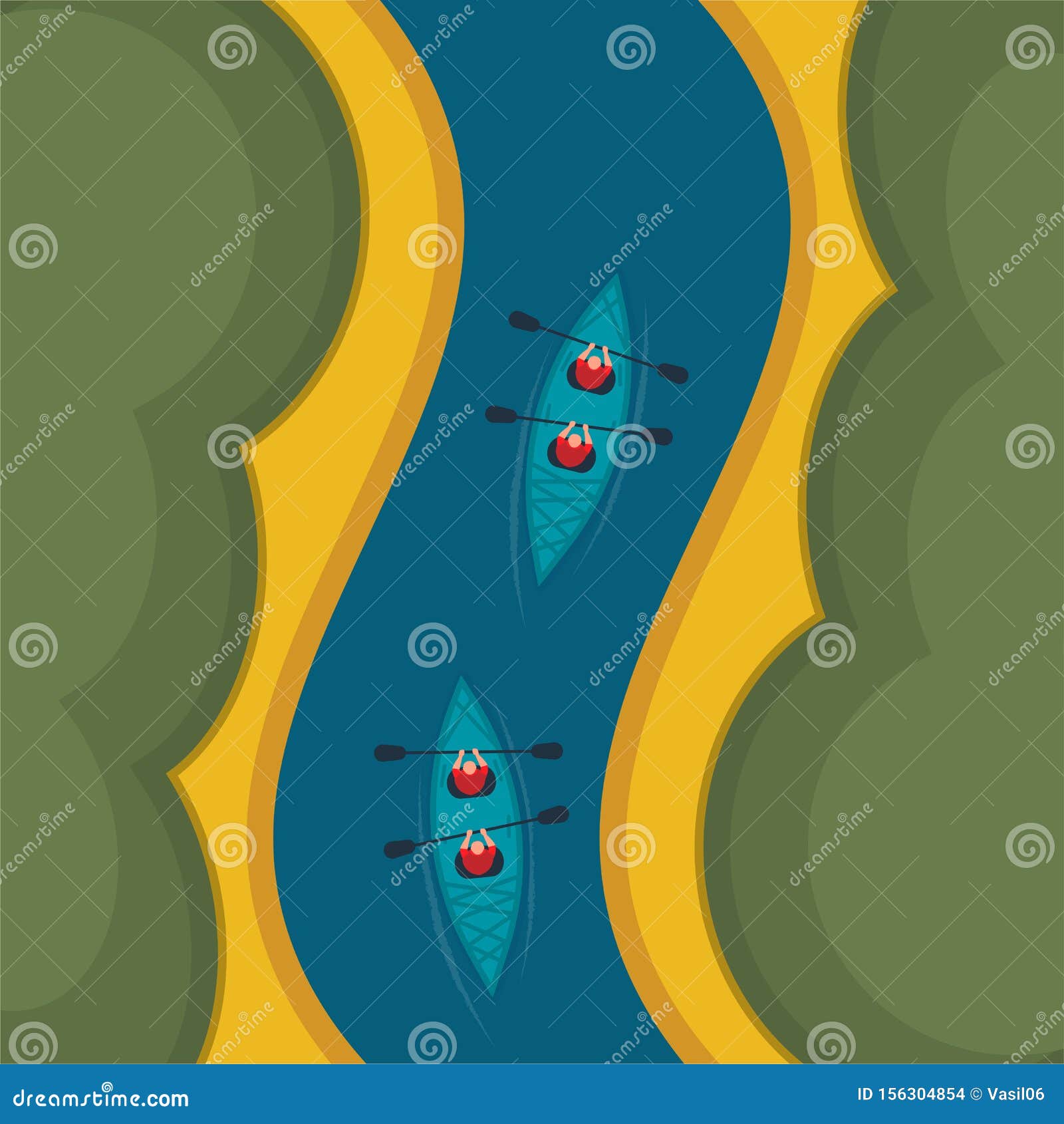 Canoe Rowers Isometric Top View Stock Vector - Illustration of canoeing ...