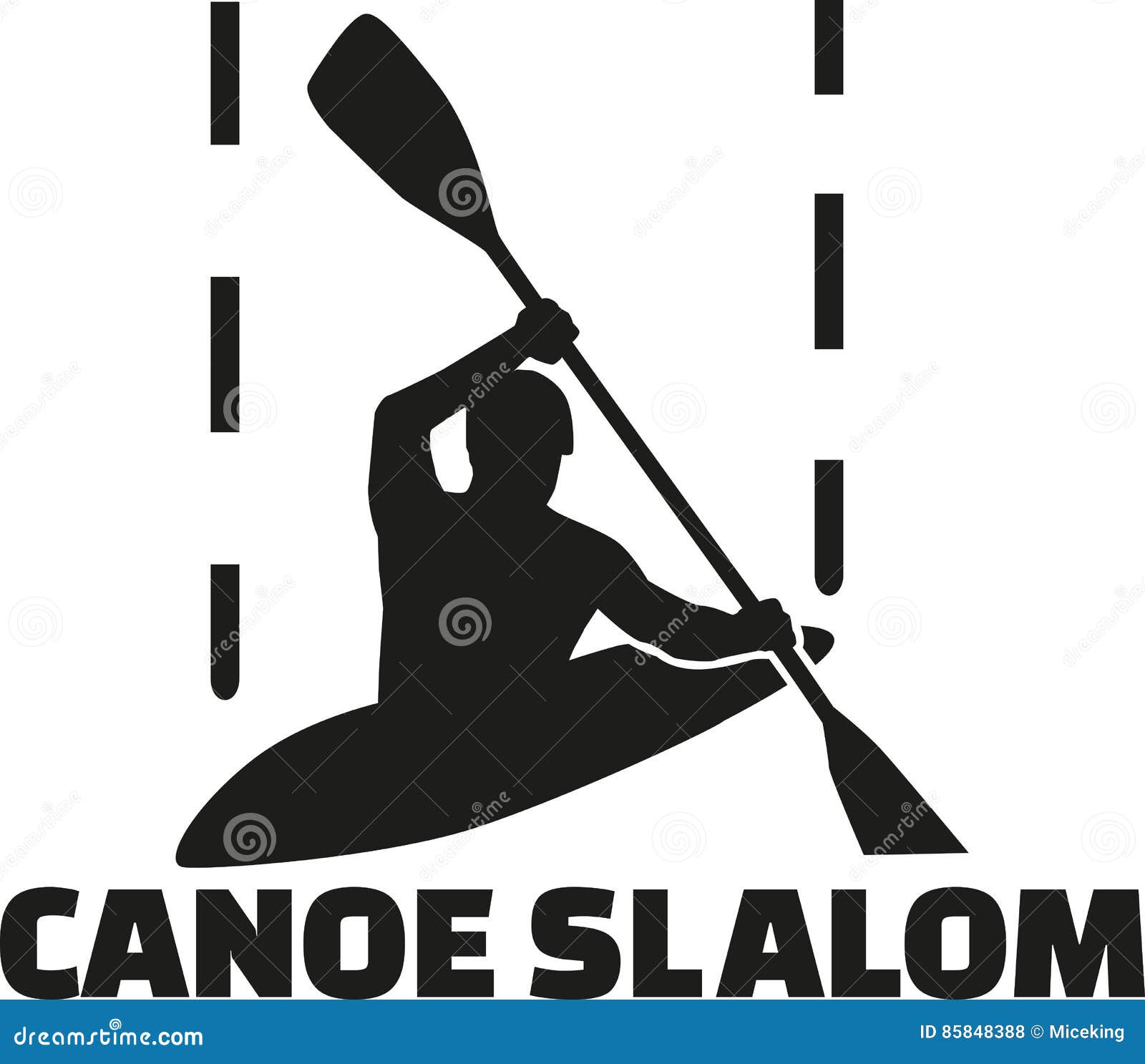 Canoe Slalom Silhouette With Word Vector Illustration | CartoonDealer ...