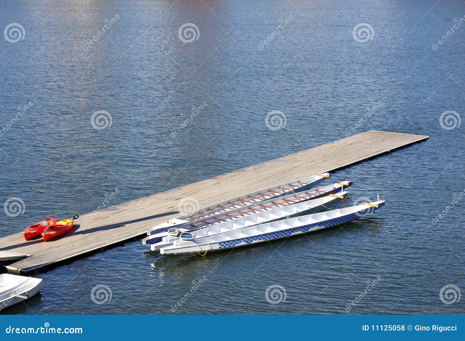 Canoes and platform. stock photo. Image of orange, silent - 11125058