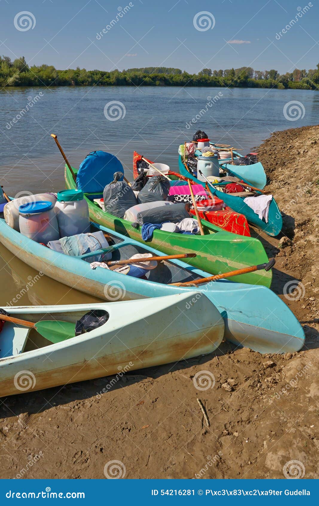 Canoes on the Riverside stock image. Image of leisure - 54216281