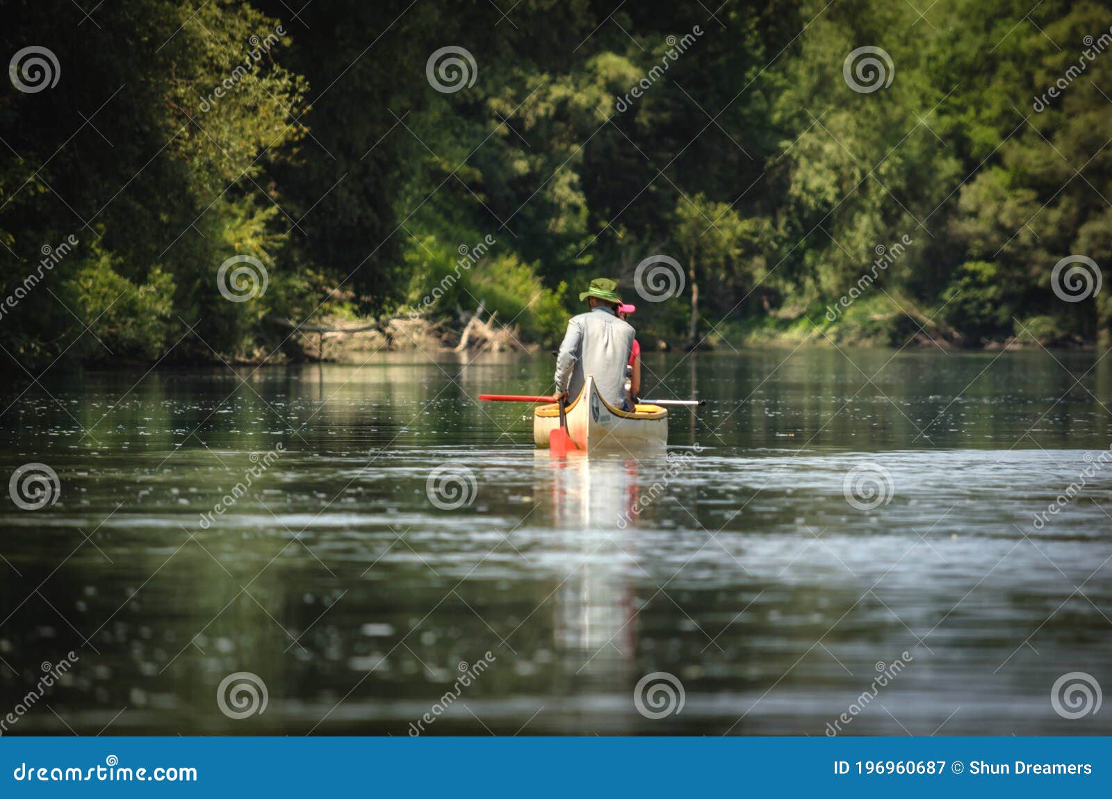 Canoing In Bow River In Banff National Park Royalty-Free Stock Photo ...