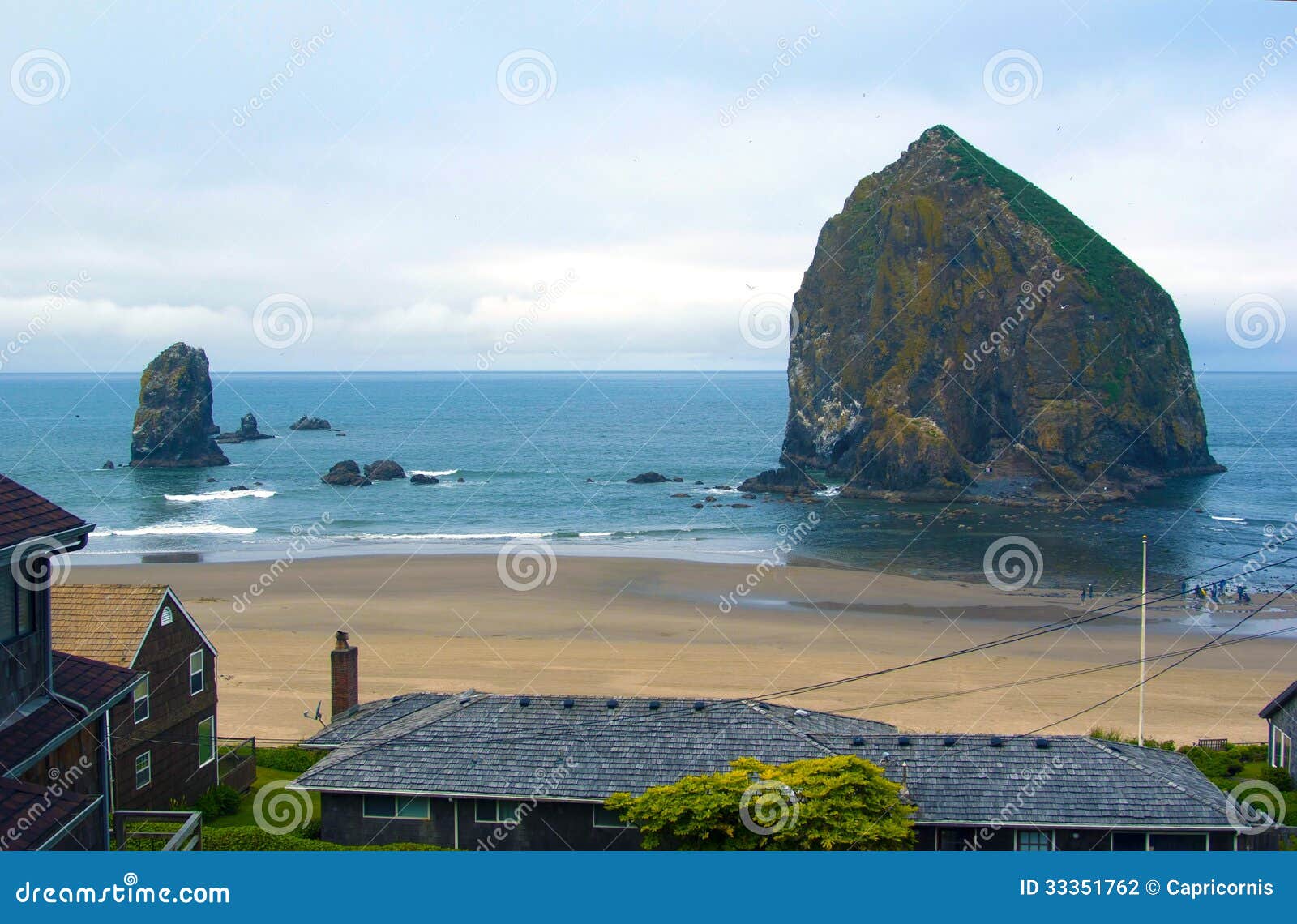 Canon Beach Oregon View of the Central Beach Area with the Main Stock ...