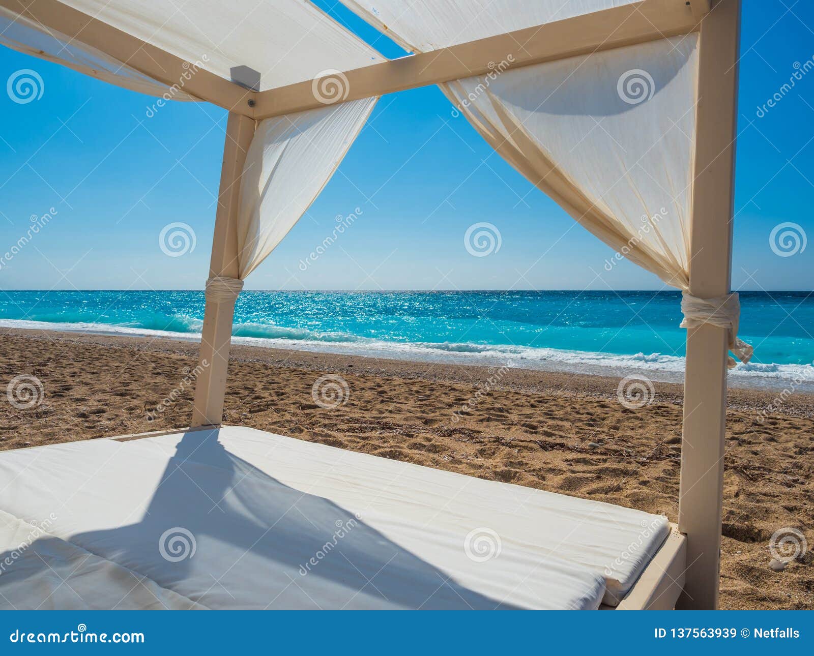 Canopy at the Beach in Lefkas Stock Image - Image of water, greece ...