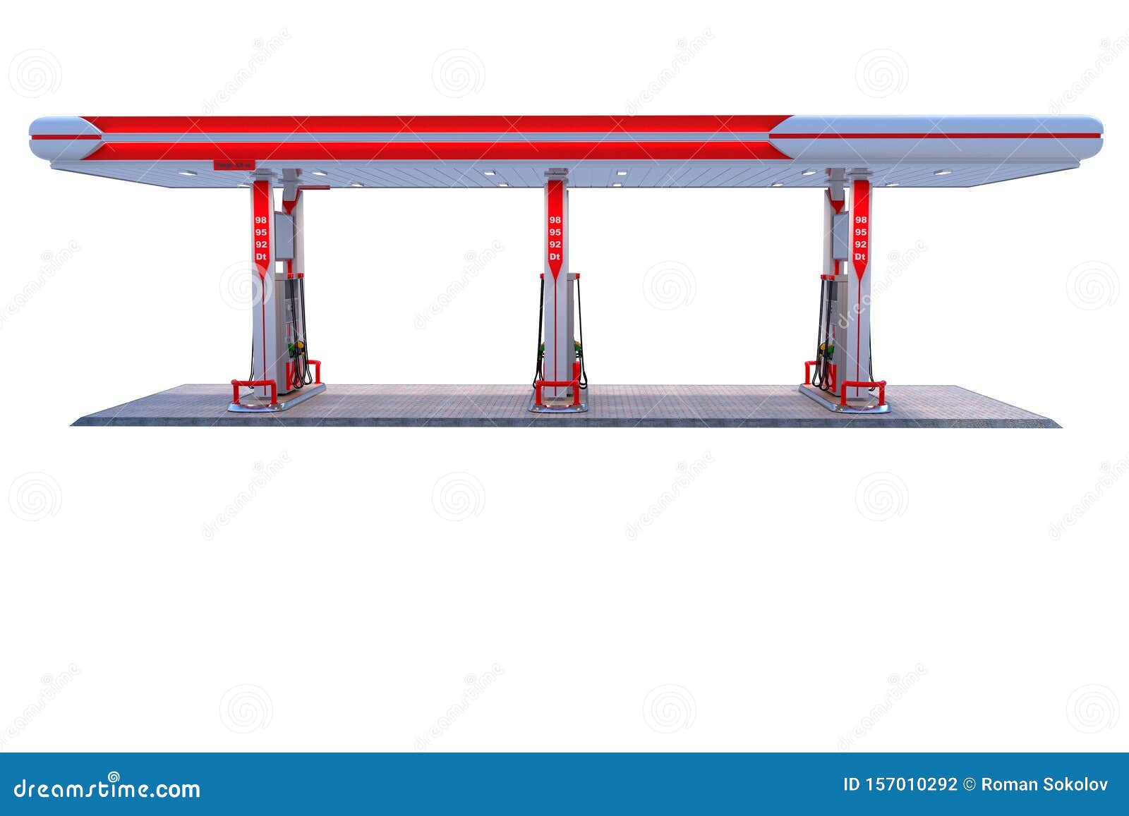 Canopy 3d Render Colored Gas Station Stock Photo | CartoonDealer.com ...