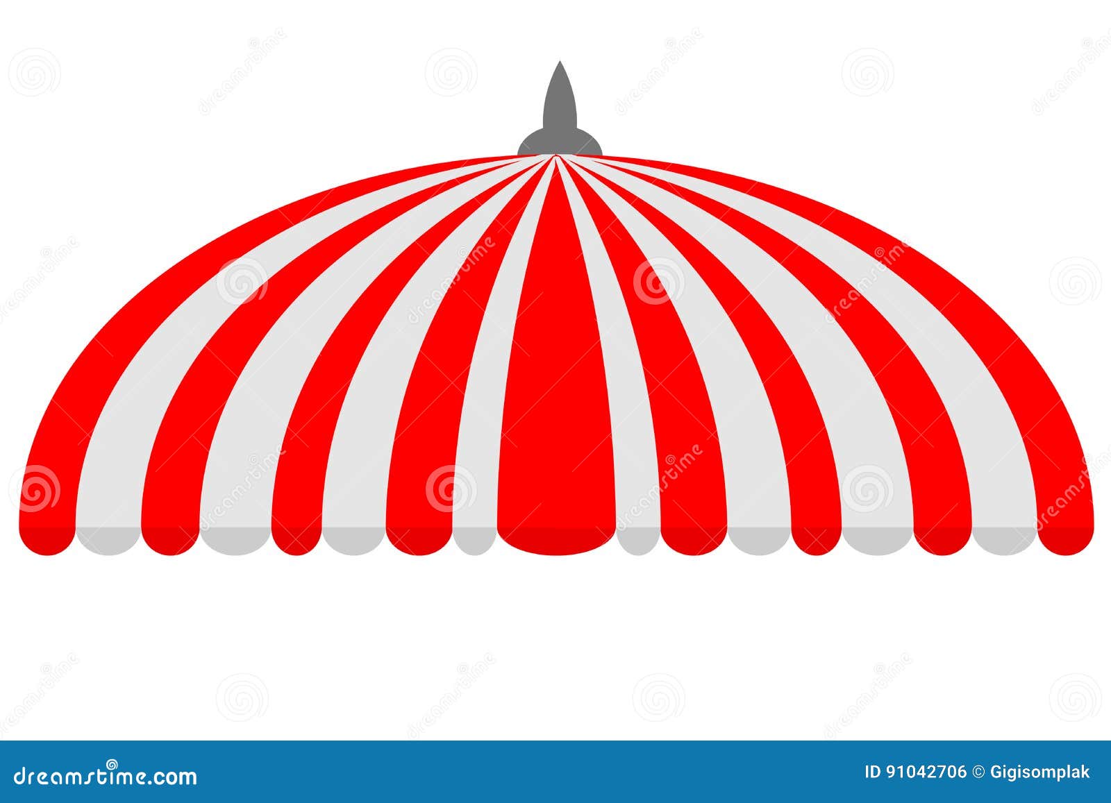 Canopy, Half or Oval Red and White, Isolated on White Stock Vector ...