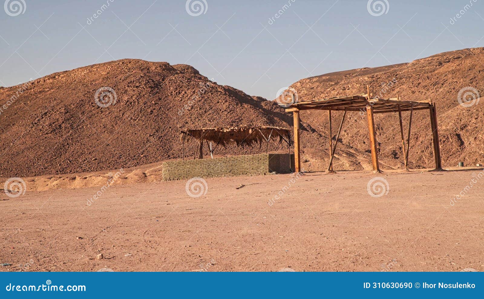 A Canopy from the Sun in a Lifeless Desert . Sinai Stock Photo - Image ...