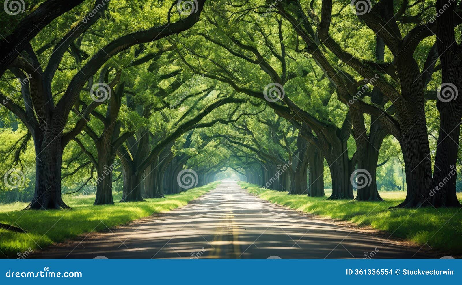 Canopy Of Trees In Pathway With Benches Stock Image | CartoonDealer.com ...