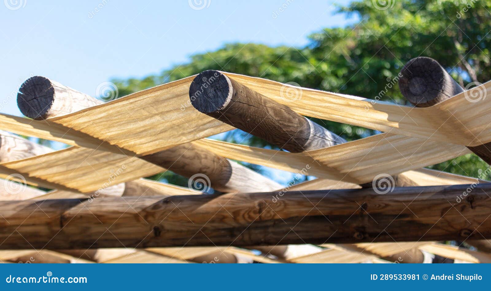 Canopy from a wooden frame stock image. Image of sunshade - 289533981