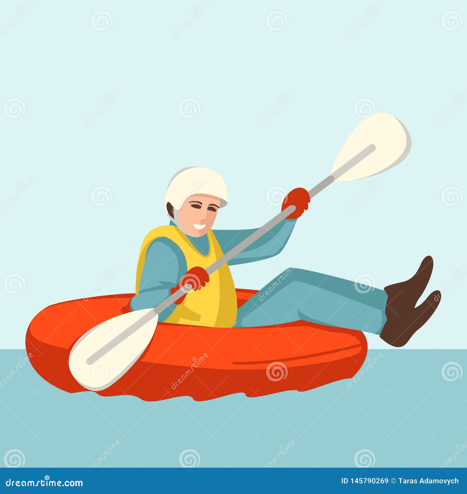 Canotaje Del Muchacho, Ejemplo Del Vector, Estilo Plano Ilustración del ...