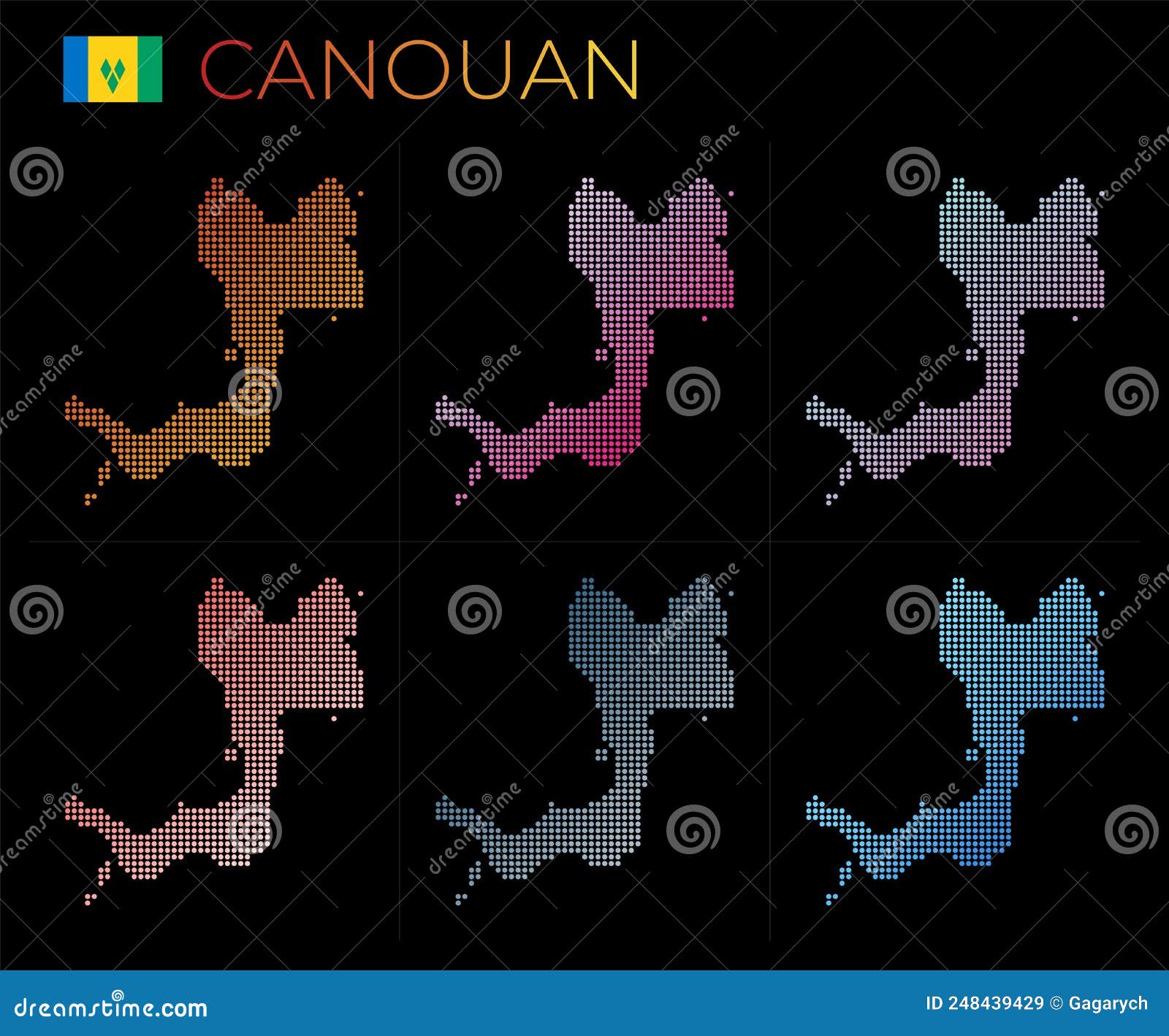 Canouan dotted map set. stock vector. Illustration of caribbean - 248439429