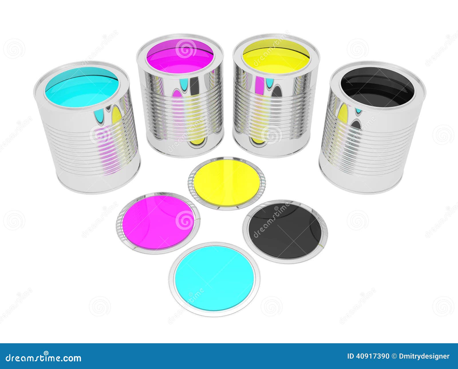 Cans with color paint stock illustration. Illustration of isolated ...