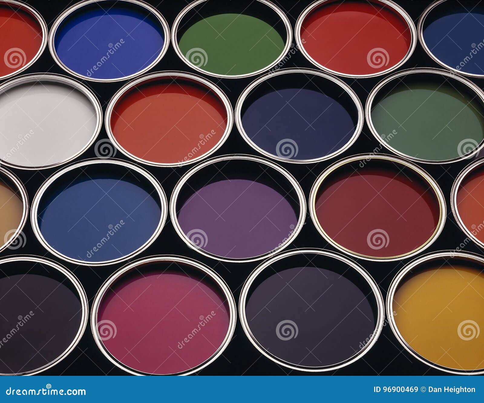 Cans of coloured paint stock image. Image of closeup - 96900469