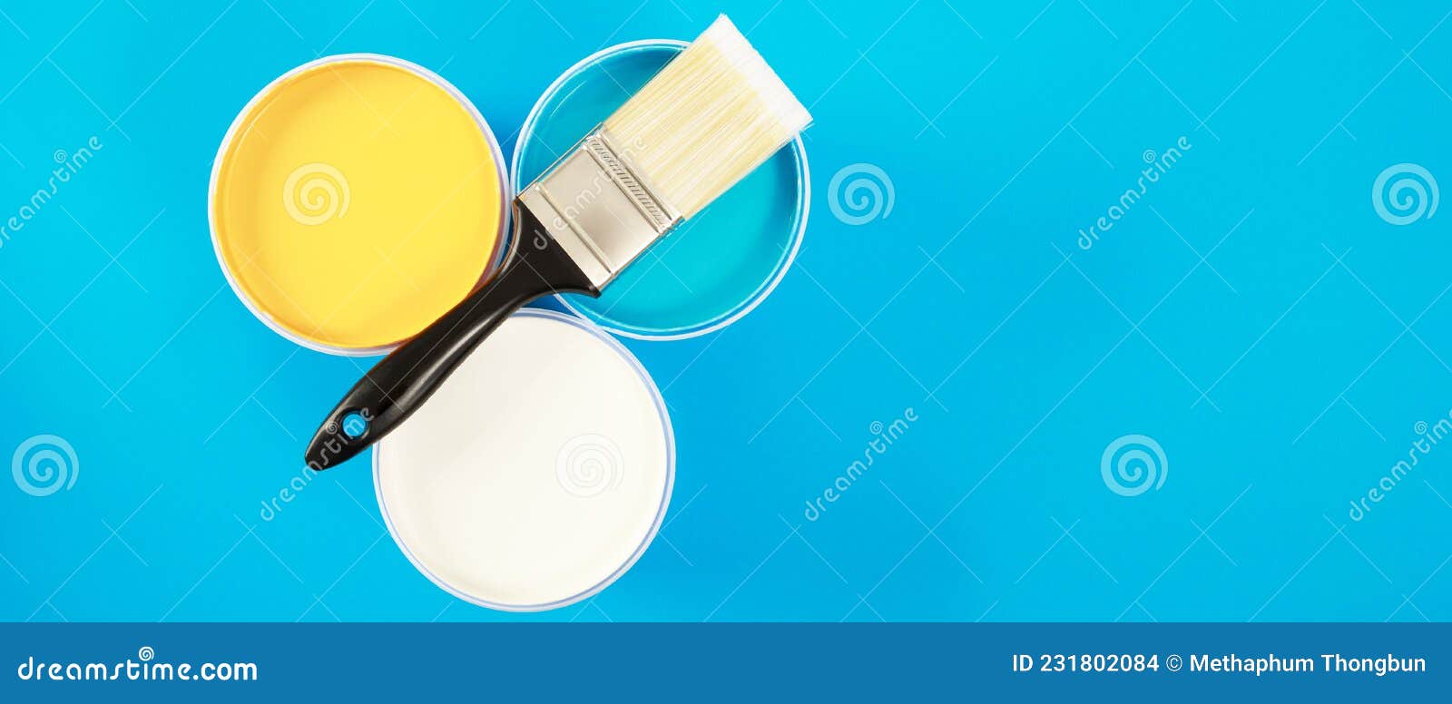 The Cans of Interior Wall Paint is Placed Stock Photo - Image of ...