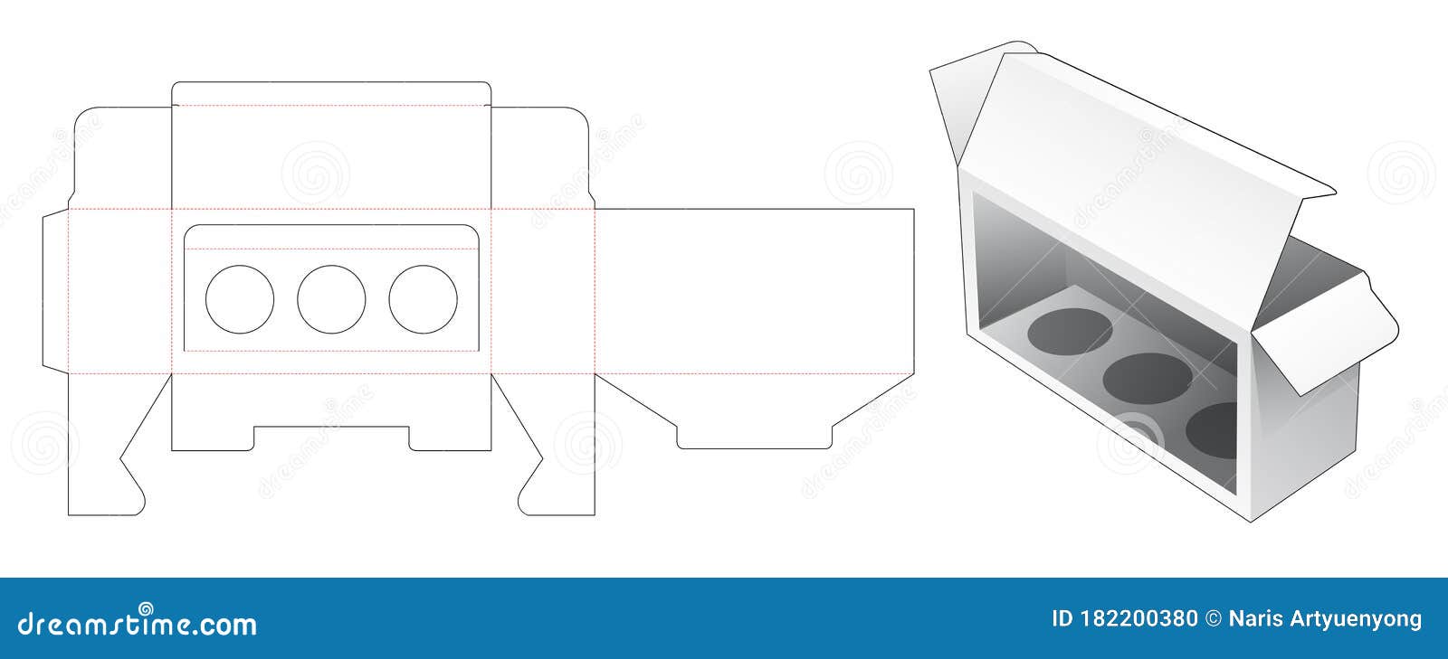 Packaging Box And Lid With Insert Die Cut Template Cartoon Vector ...