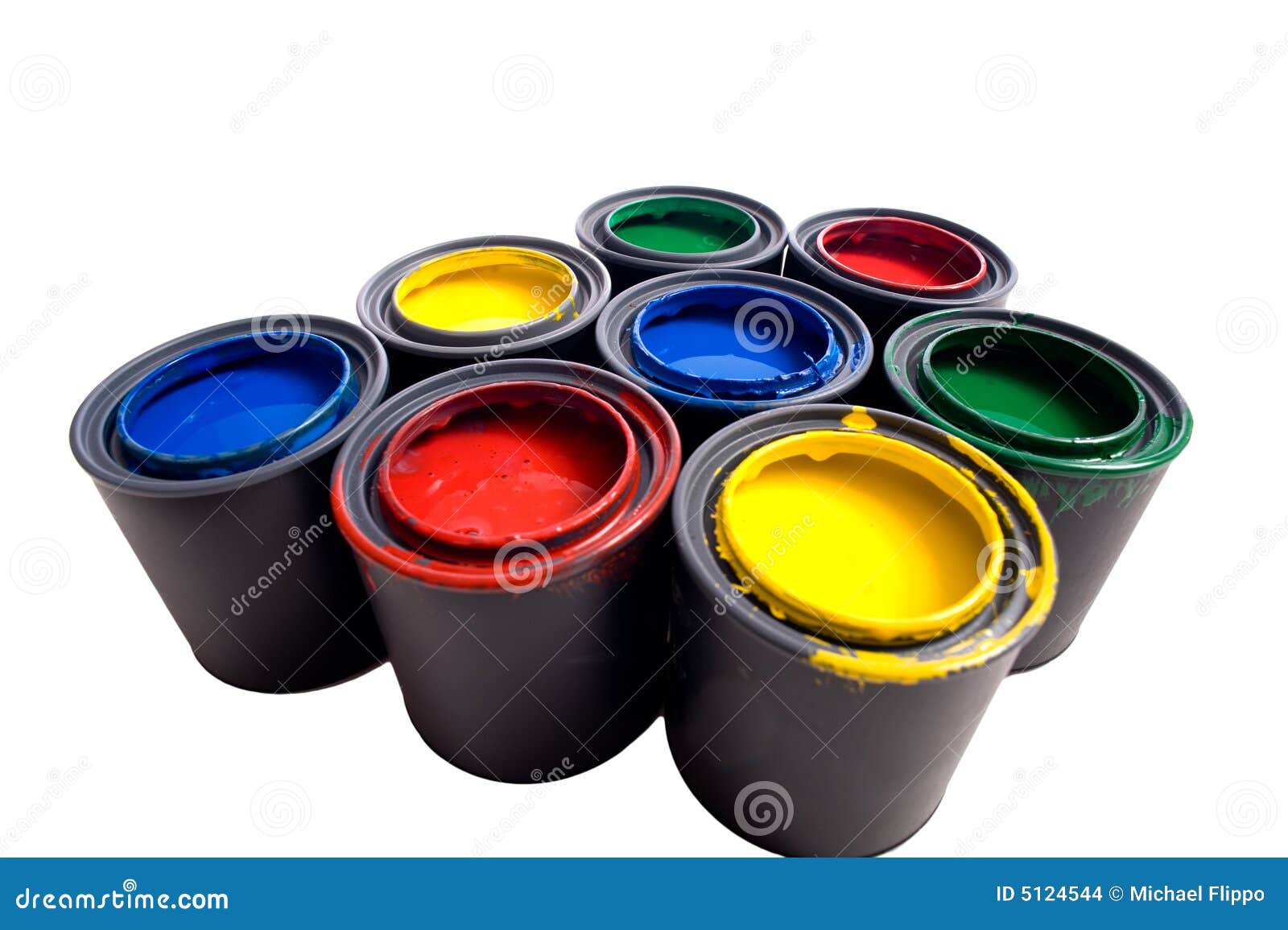 Cans of Paint stock photo. Image of background, yellow - 5124544