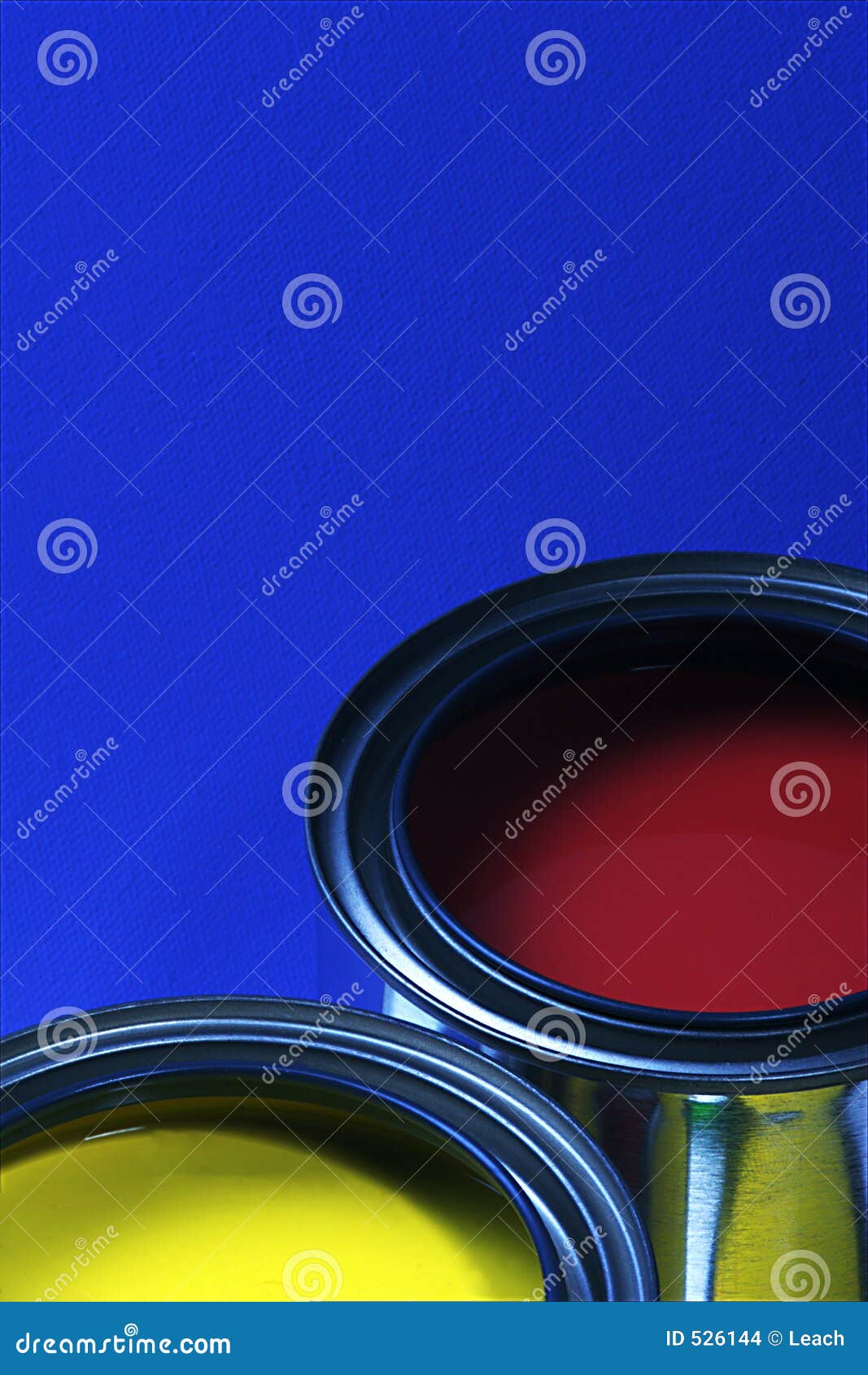Cans of Paint, Primary Colors, Red and Yellow, Decorating Stock Photo ...