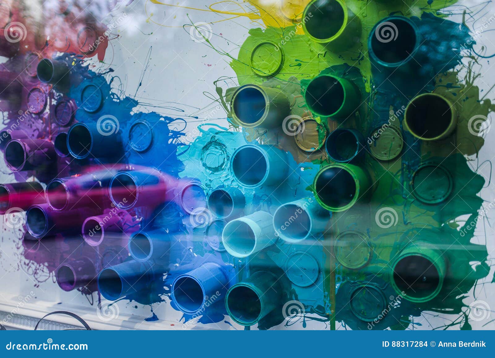 Cans of Paint and Spilled Paint Stock Photo - Image of home, container ...