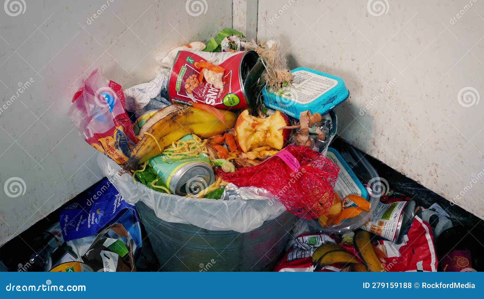 Cans Thrown and Miss Trash Can in Messy Kitchen Stock Footage - Video ...