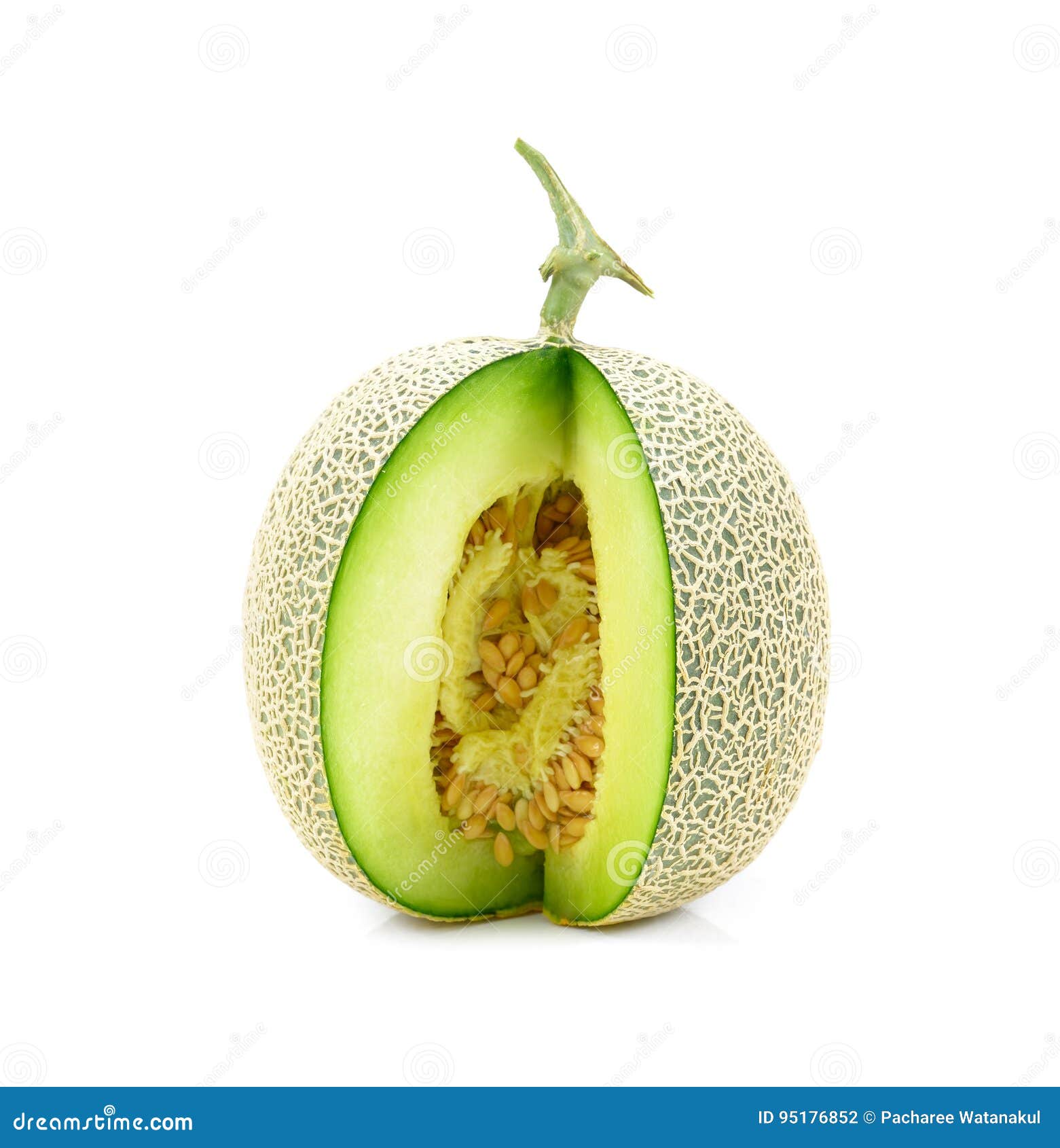 Cantaloupe Melon Slices on White Background, Green Melo Stock Photo ...