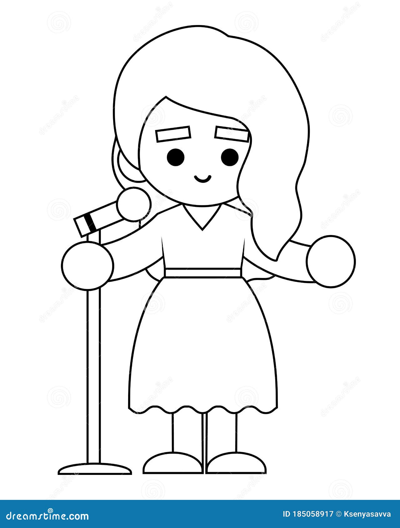 Cantante E Microfono Da Colorare Illustrazione Vettoriale ...